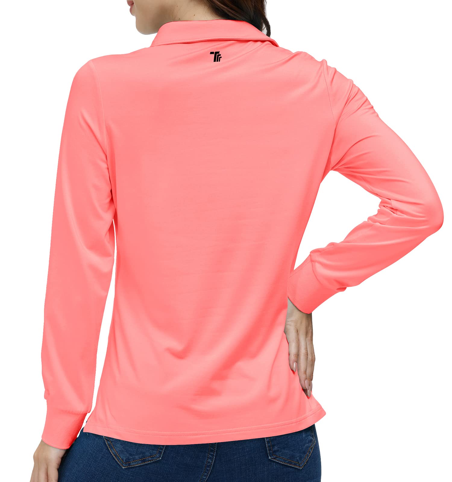 MoFiz Shirts for Women Long Sleeves Solid Golf T Shirts Running Hiking Shirts Shiny Green Medium