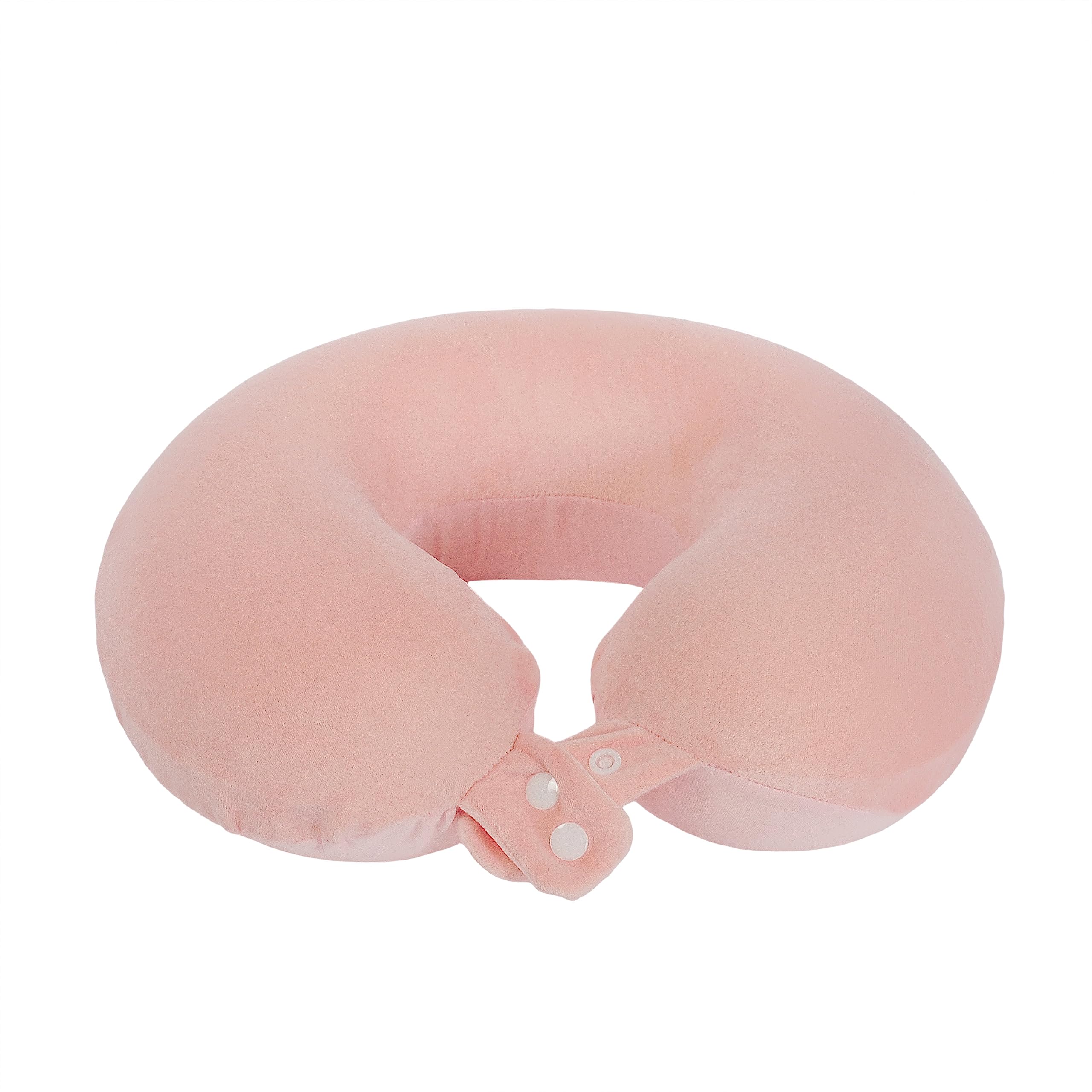 Makimoo Travel Neck Pillow, Top Memory Foam Pillow for Head Support, Ideal for Airplanes, Cars, and Home Recliners, Adjustable and Soft (Pink)