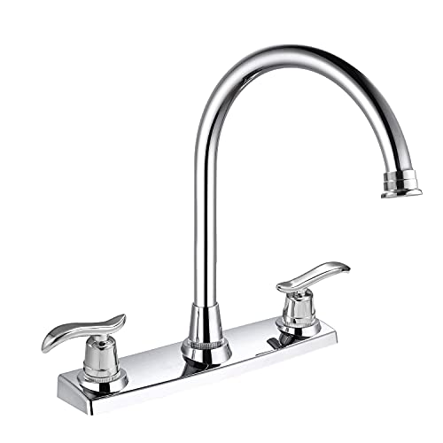 SOLVEX 2 Handle Kitchen Sink Faucet, High Arc 360 Swivel Stainless Steel Pipe 3 Hole Kitchen Faucet, Commercial Modern Chrome Kitchen Sink Faucet, US-SP-80093