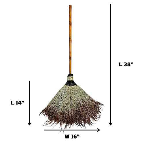 Thanatmet Grass Broom Stick Natural Asian Handmade for Sweeping 38 inch Length