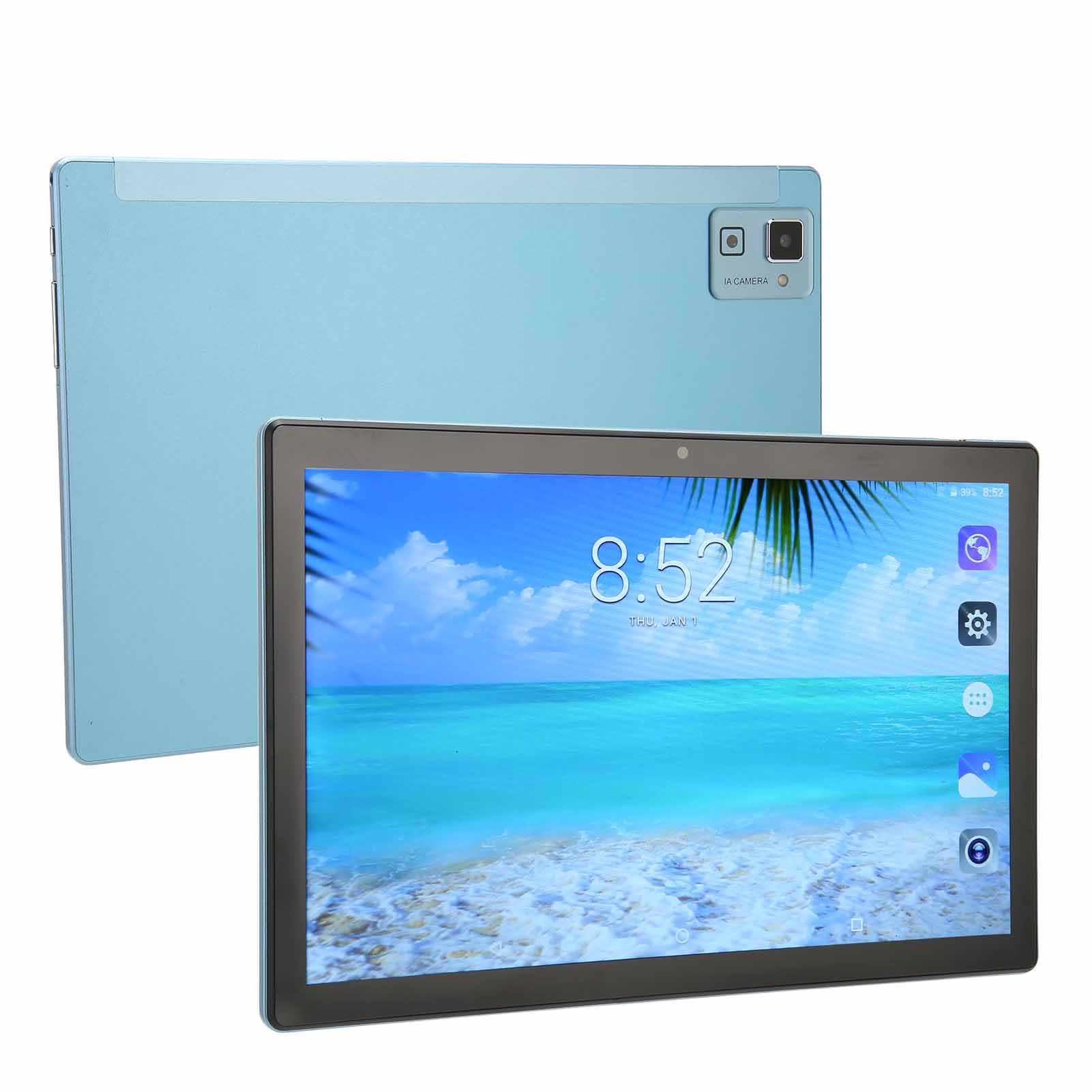 MAVIS LAVEN 10.1 Inch Portable Tablet, 6GB RAM 128GB ROM HD Tablet 4G Network Support Fast Charging Dual Speakers US Plug 100‑240V 8 Core CPU for Home (Blue)