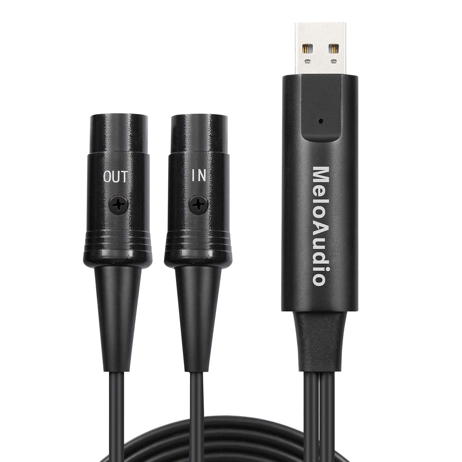 MeloAudio 5 PIN MIDI to USB Cable, 6.5 feet MIDI Interface in-Out to USB Converter MIDI Controller Adapter/Wire/Cord/Cable for Piano Keyboard Instrument to PC Mac Laptop