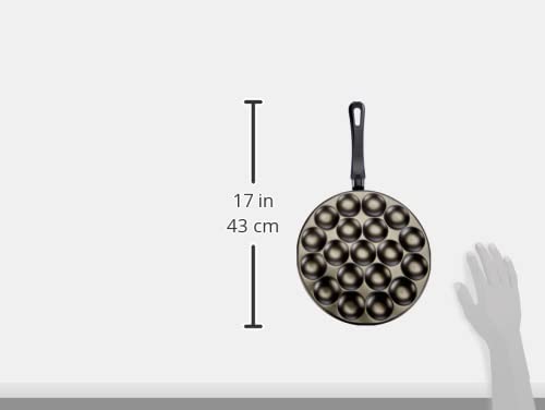 patisse Poffertjes Pan Set with Recipes Mixing Bottle and Reeds, Aluminium, Black, 25 cm 6 Units