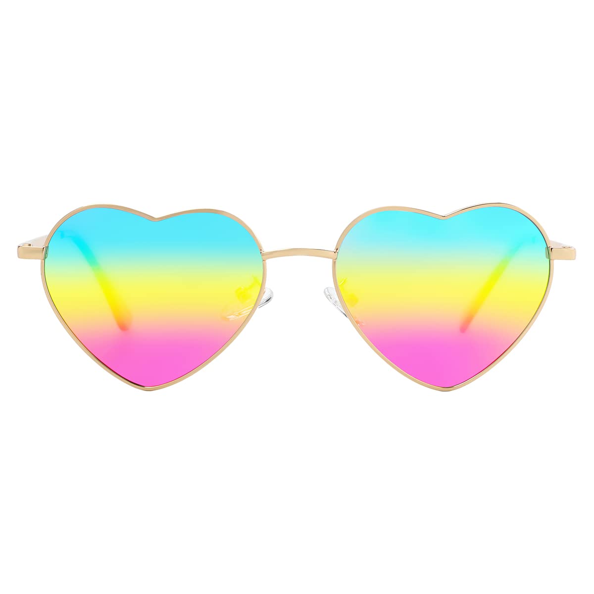 Polarized Heart Shaped Sunglasses for Women Metal Frame Cute Lovely Glasses 100% UV Protection (Gold/Pink+Gold/Grey)