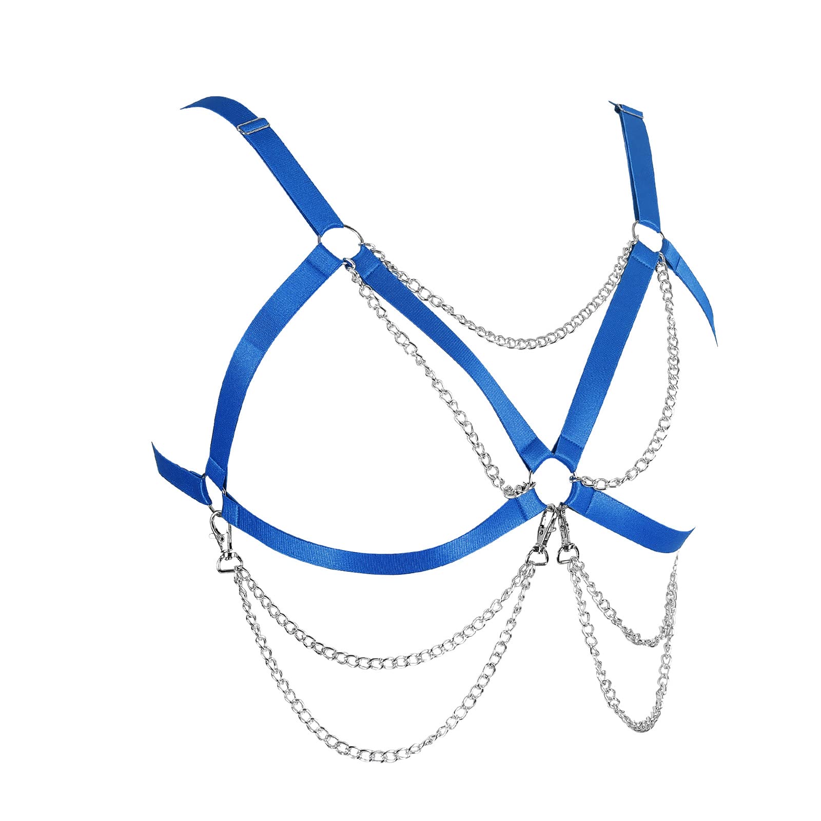 Plus Size Women Punk Harness Body Top Body Chain Black Goth Rave Adjustable for Women and Girls (Royal Blue)