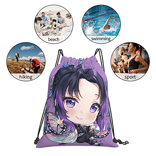 PEVNMXA Anime Purple Drawstring Backpack Bag for Women Beach String Cinch Sack fit Shopping Sports Yoga Swimming Camping
