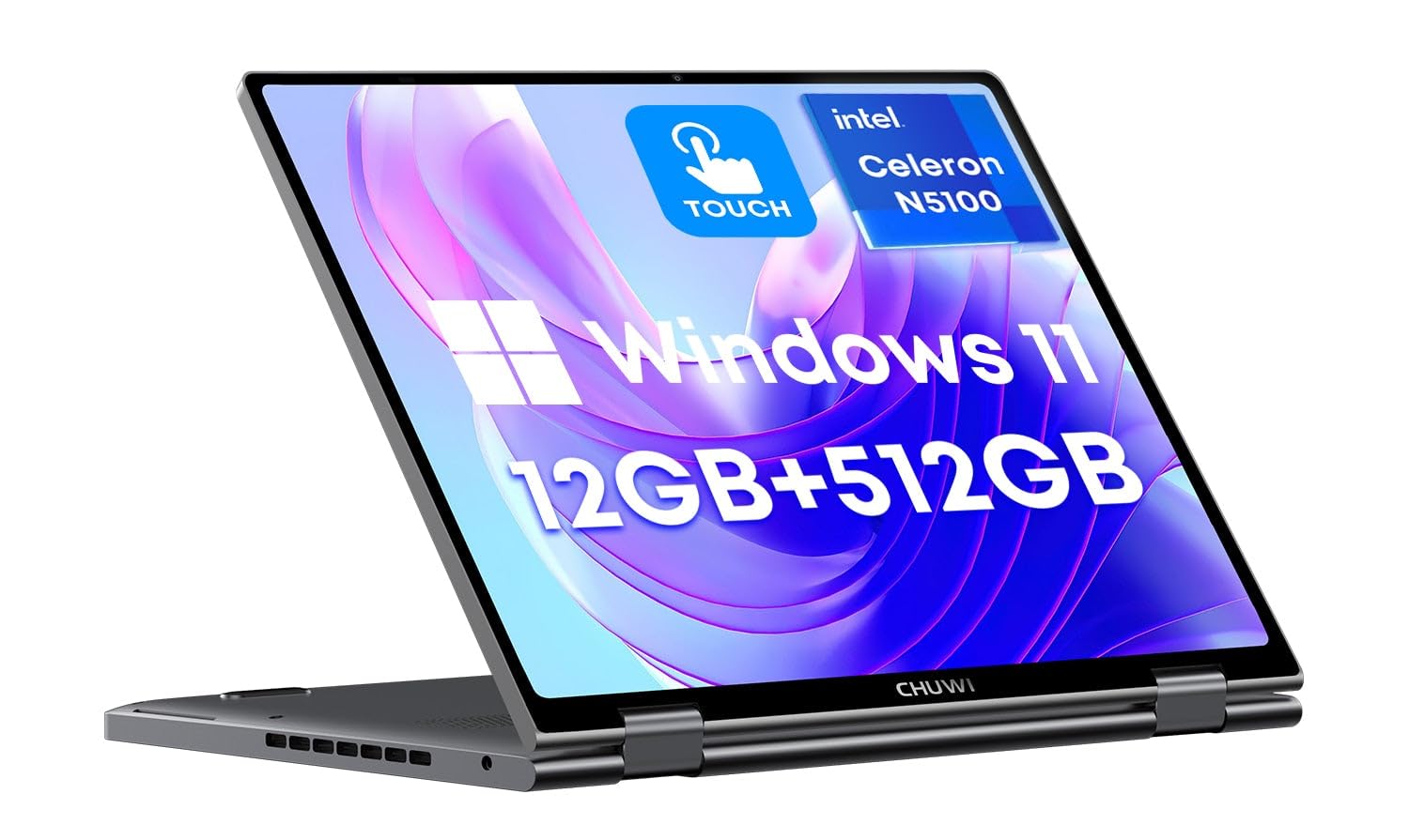 MiniBook X Laptop 2-in-1 Yoga Mode Intel N100 N5100 10.51 Inch 12GB 512GB SSD Windows 11 Notebook Spain/MiniBook X Grey/EU|Intel N5100