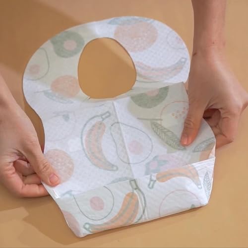 SUNVENO Disposable Bibs, Cute Baby Bib Waterproof for Toddlers with Adjustable Fastener, Individual Packaged, 60 Pieces