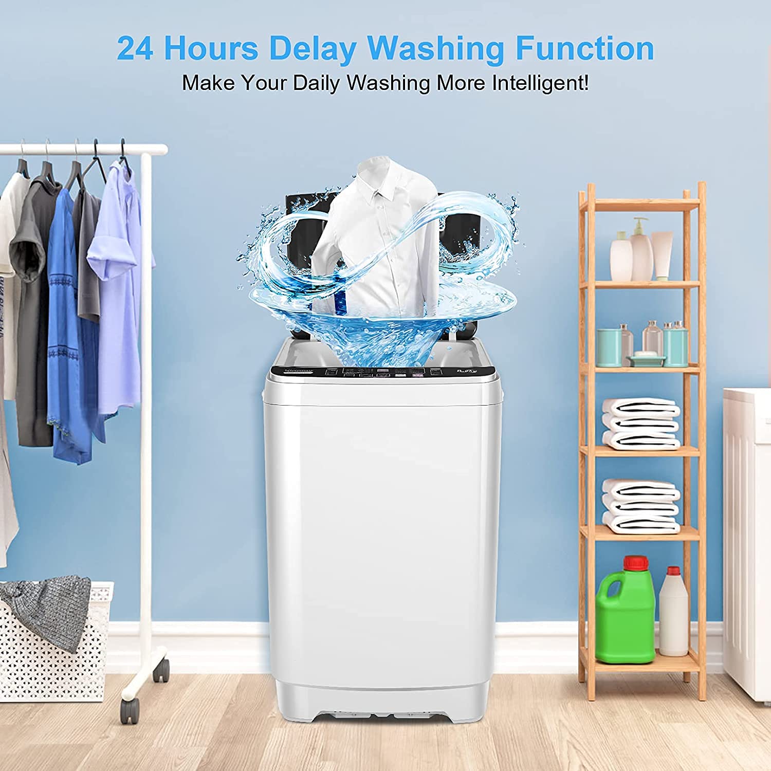 Nictemaw Portable Washing Machine 17.8lbs Capacity Full-Automatic 2.3 Cu.ft Portable Washer and Dryer Combo with 10 Programs and 8 Water Level Selections Compact Washer for Apartments, Home, Dorms, Rv