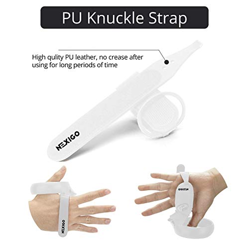 NexiGo Newest Touch Controller Grip Cover & Knuckle Strap & Lens Protect Cover Set for Oculus Quest 2, Professional Silicone Protection Accessories, Sweatproof, Anti-Fall, Matte White