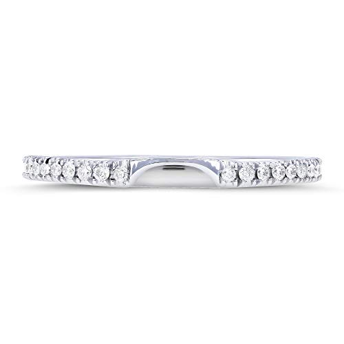 Kobelli Notched Diamond Wedding Band 1/8 Carats (ctw) in 14k White Gold, Size 7, White Gold