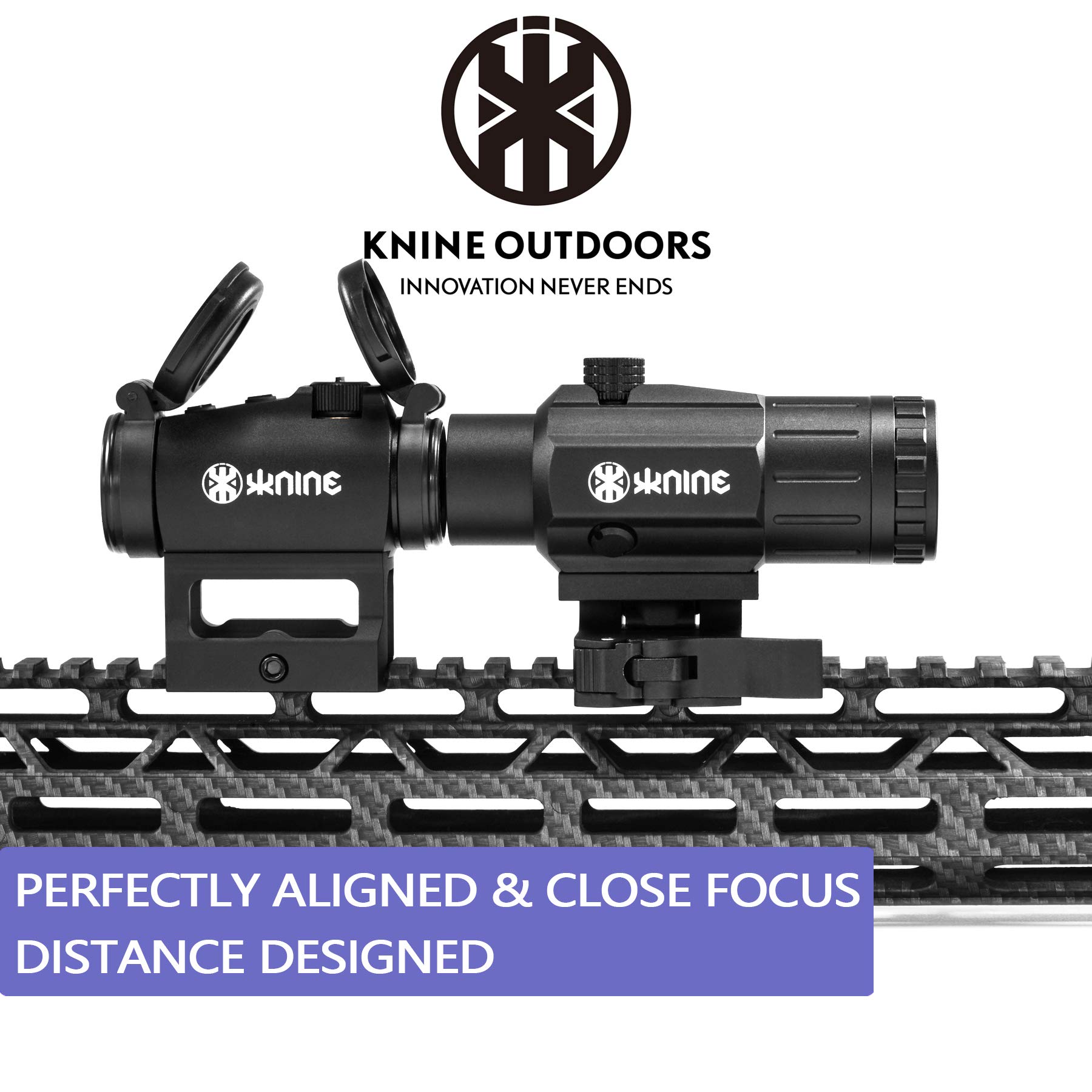 KNINE OUTDOORS 2 MOA 20mm Lens Tactical Red Dot Sight Scope 3X Magnifier Combo with 1 Inch Riser Mount,Black and Khaki (Black)