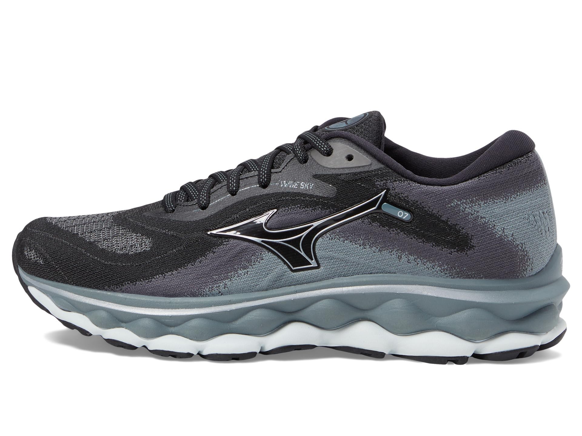 Mizuno Women's Wave Sky 7 Running Shoe, Black-Silverstar, 8