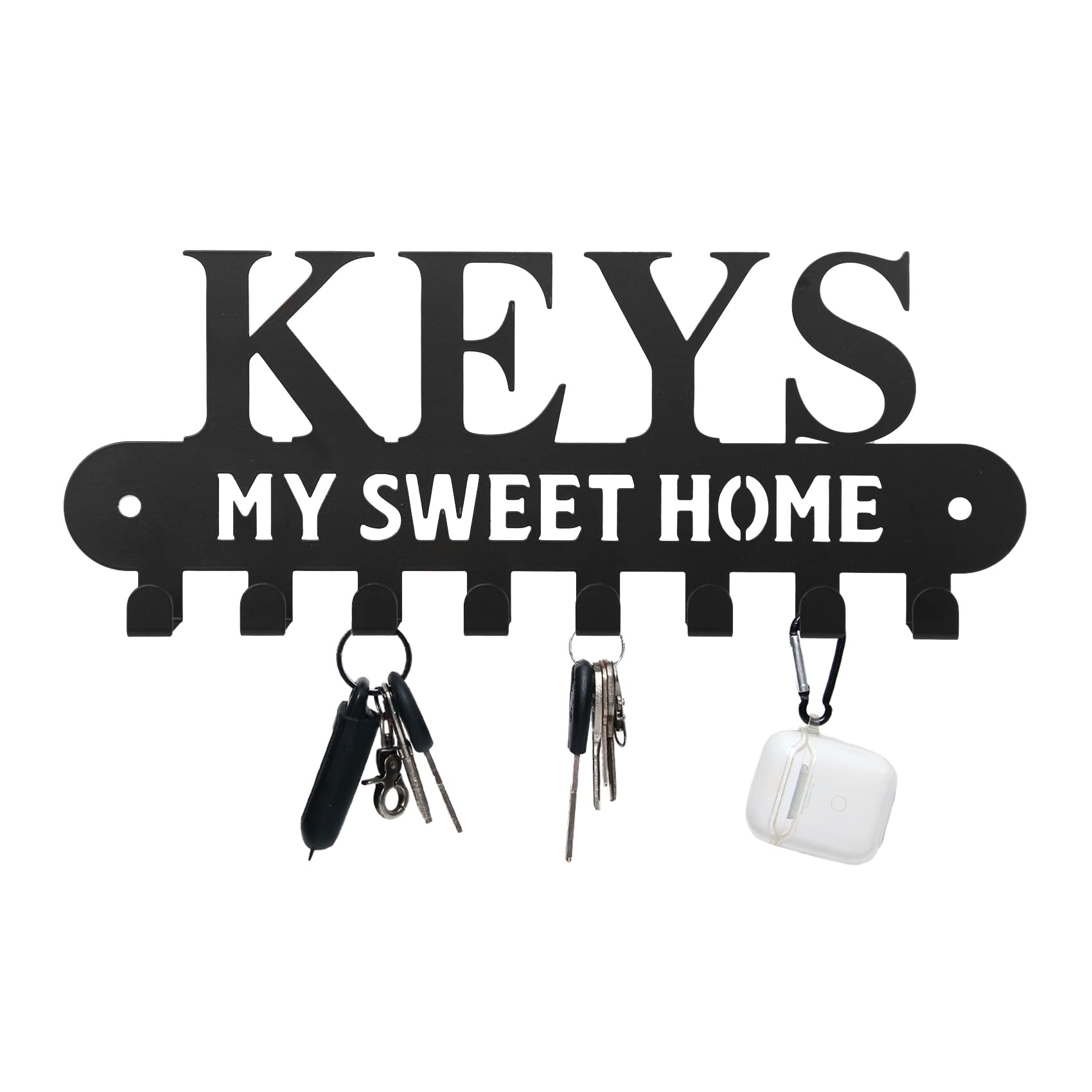 YAYANGATMG Key Holder Wall Mounted Key Hooks for Wall Decorative with 8 Hooks, Black Metal Key Hanger for Entryway, Front Door, Hallway, Office
