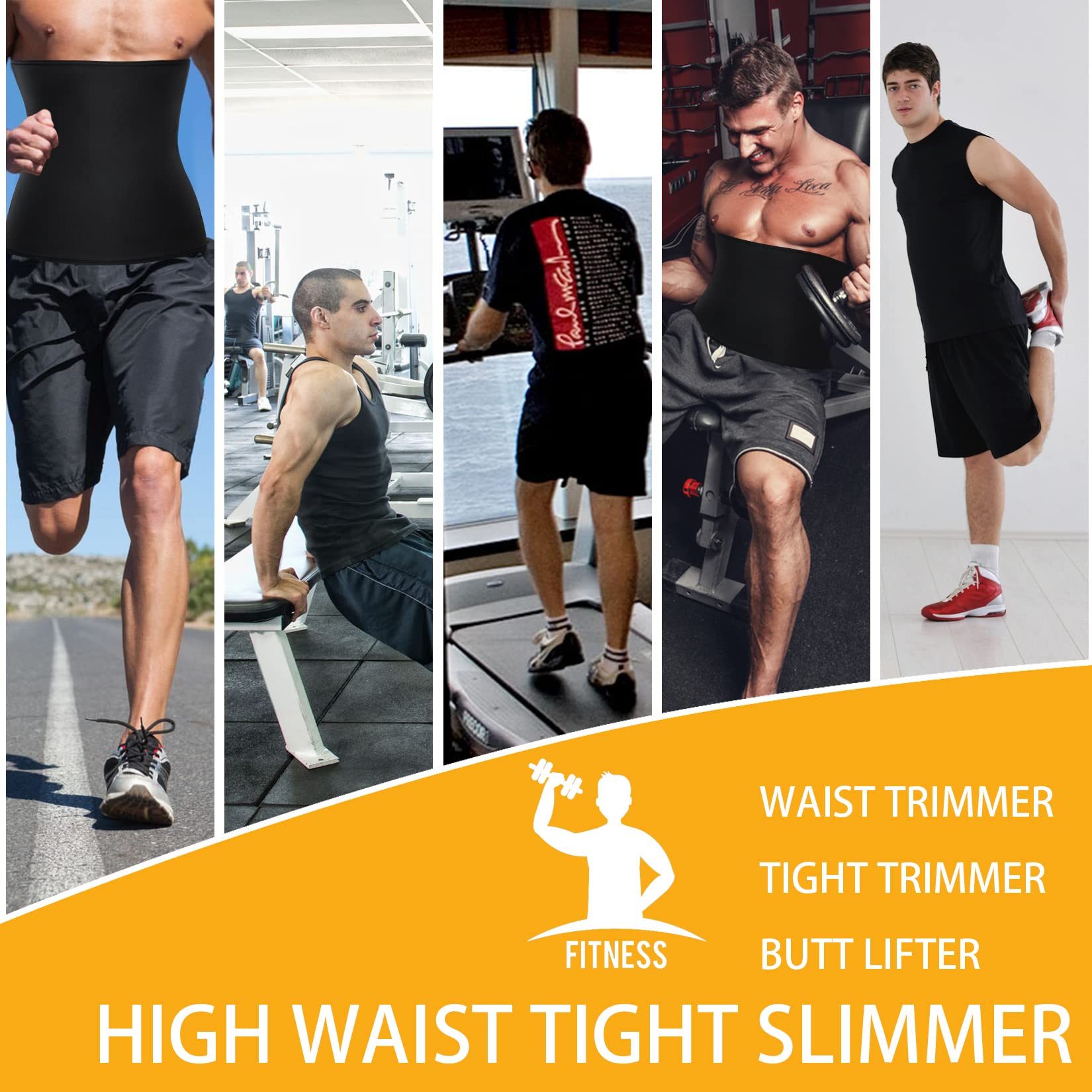 LODAY Waist Trimmer for Men Stomach Trainer Sweat Workout Shaper,Neoprene-Free Slimming Sauna Belt (Blue, Small)