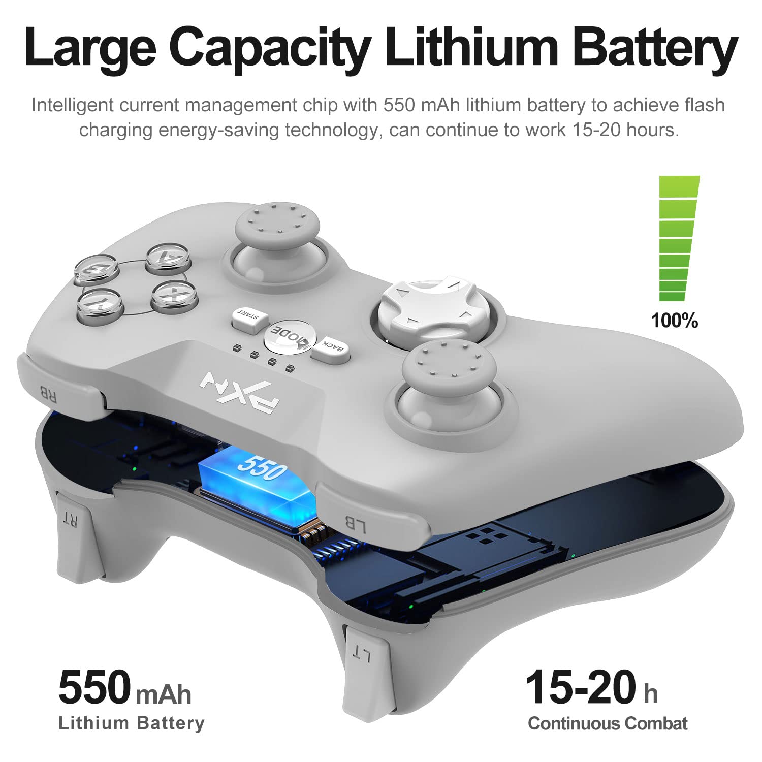 PXN 2.4G Wireless Game Controller, P3 PC Wireless Controller, Plug and Play Game Controller Dual Vibrators for PC(Windows 7/8/ 10/11), PS3, iOS 14.2+, Android 4.0+ (Gray)