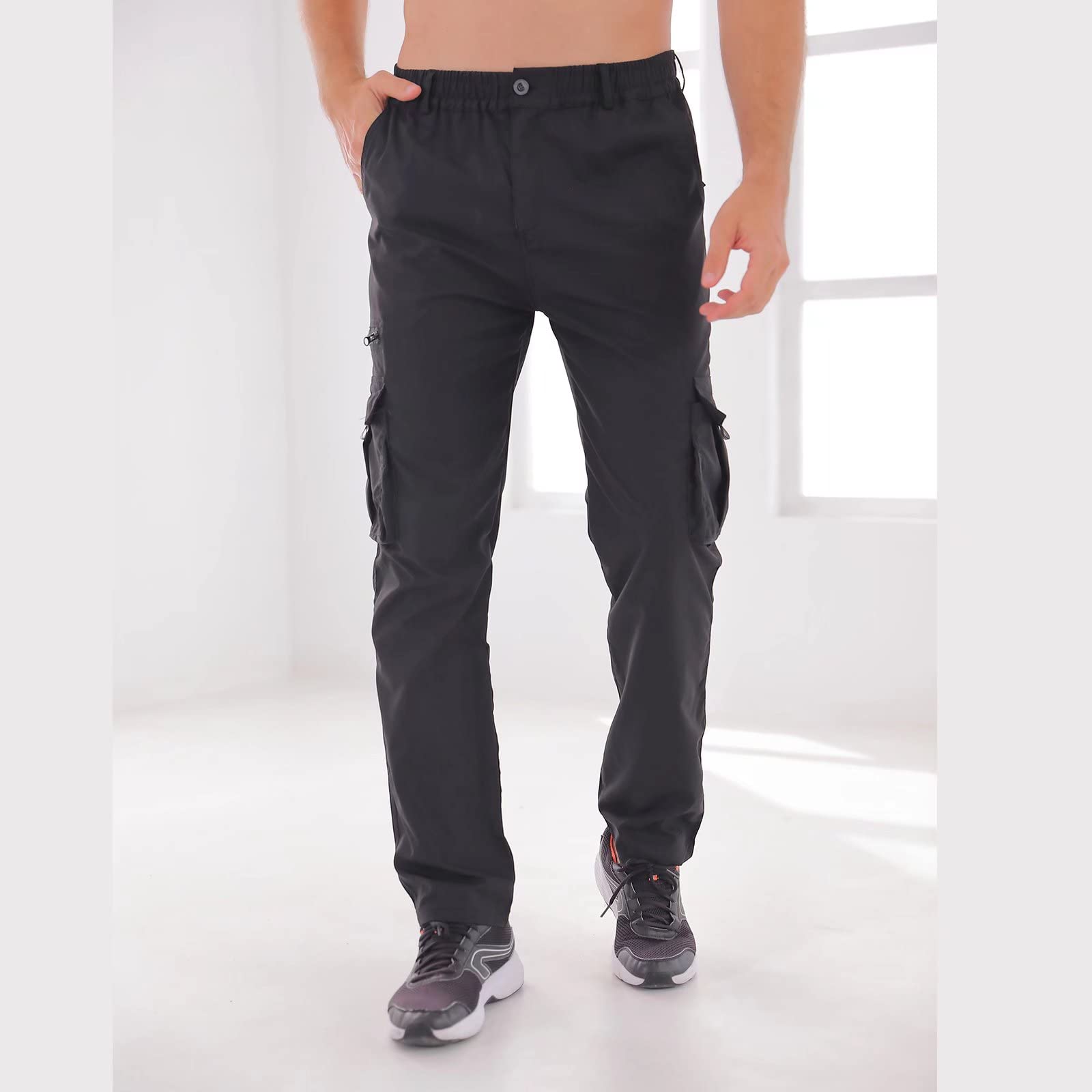 Men Casual Cargo Pant Lightweight Tactical Pant Hiking Jogger Classic Fit Multi Pockets 3XL