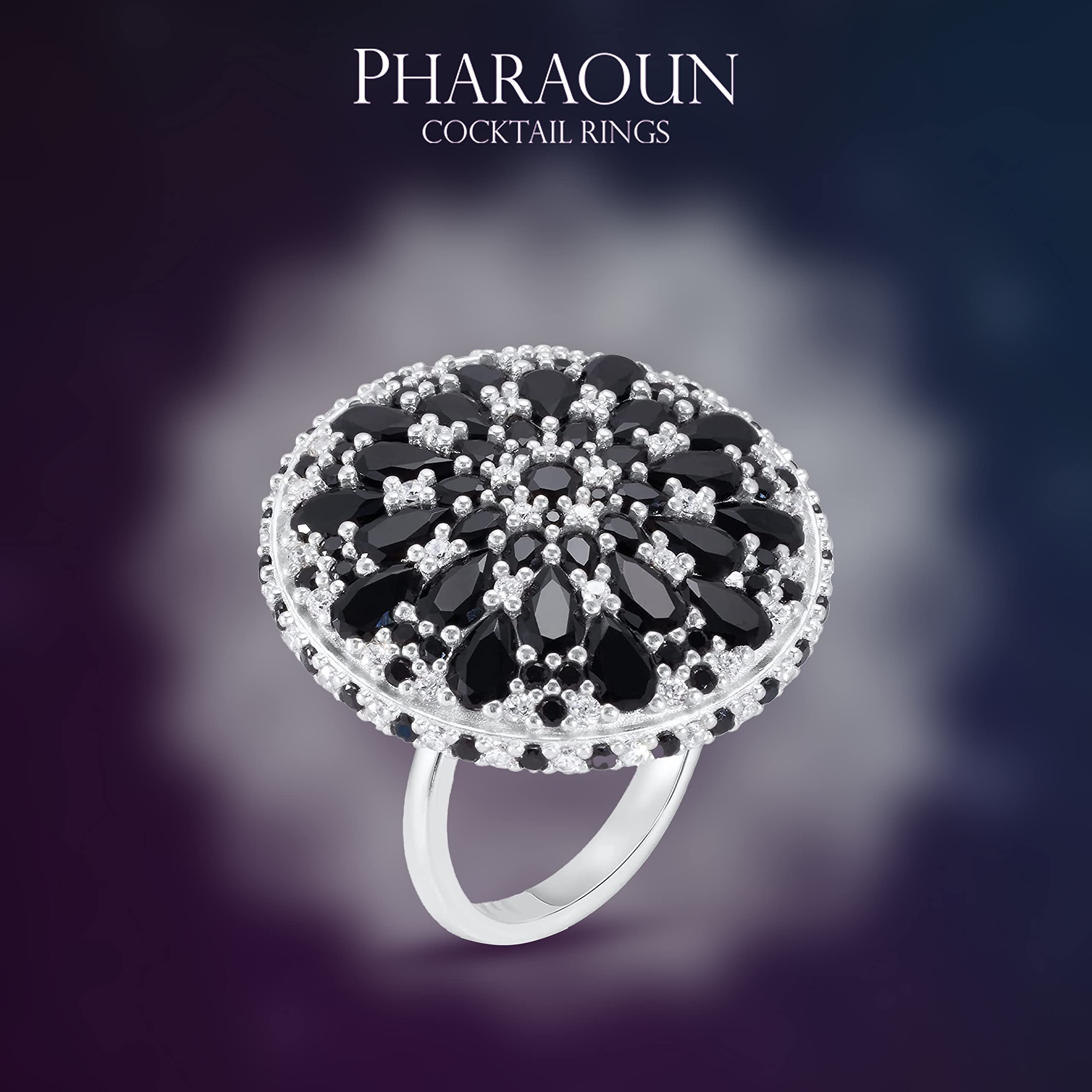 Pharaoun Mini Night Mandala Cocktail Ring in Sterling Silver - Size 5