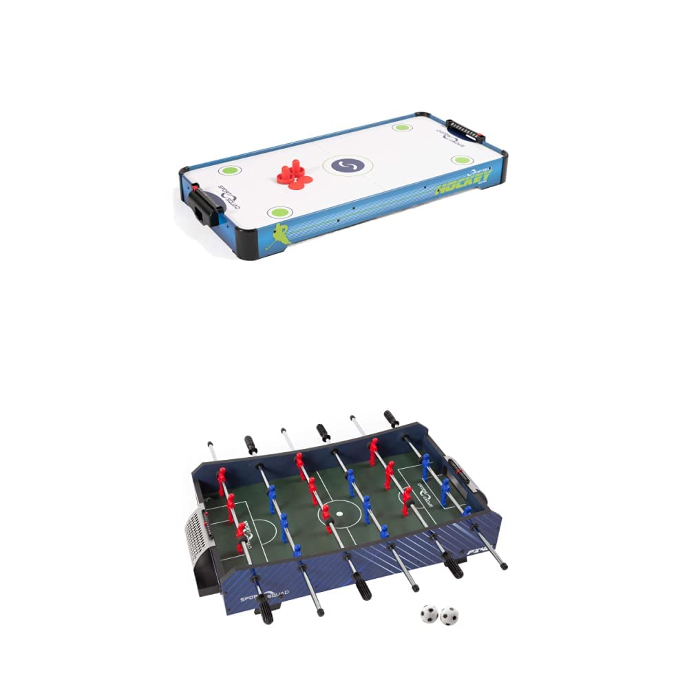 Sport Squad HX40 40 inch Table Top Air Hockey Table + Sport Squad FX40 40” Table Top Foosball Table