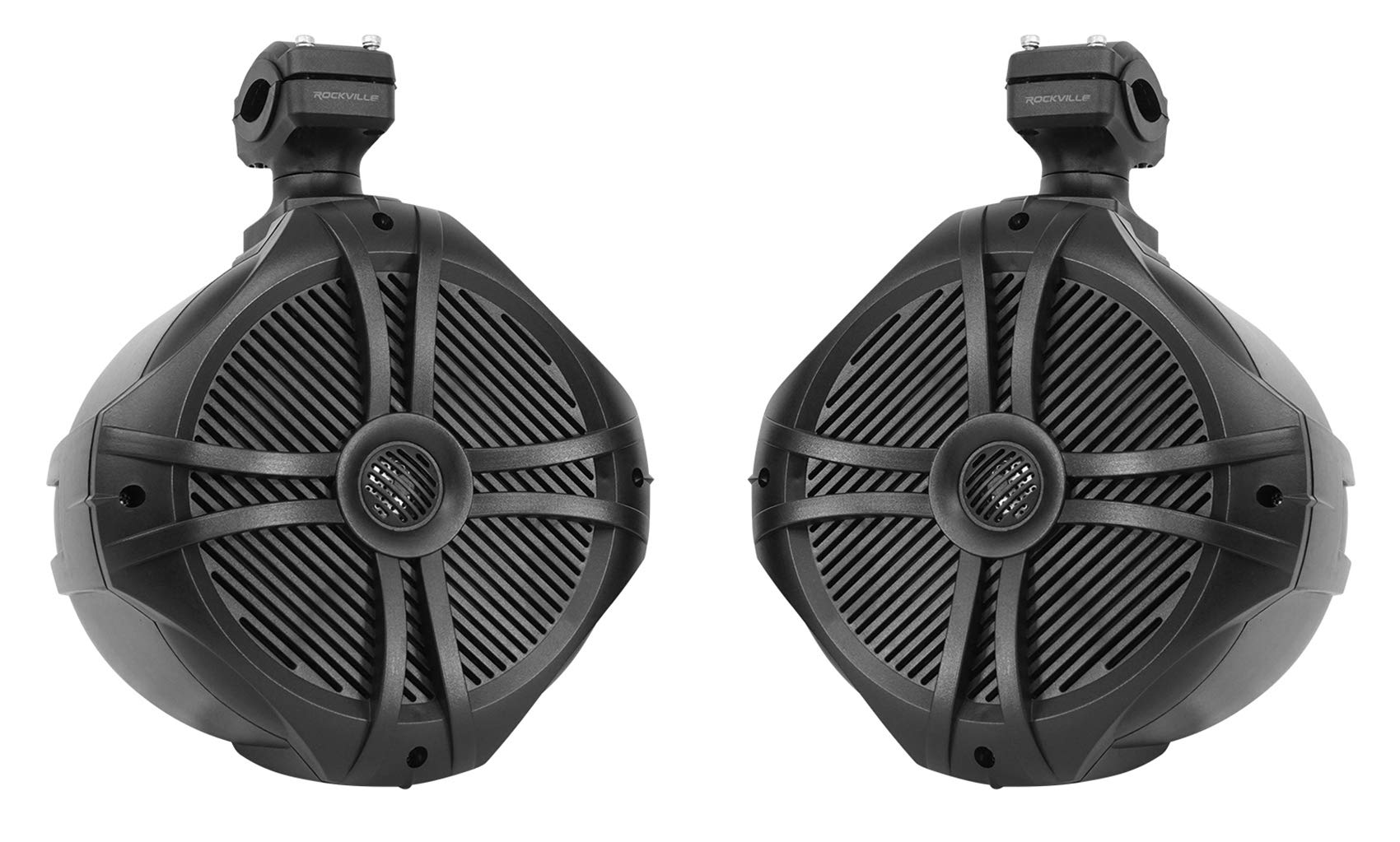 Pyle 2.1 Bluetooth Marine Amplifier Receiver + Rockville Pair RWB90B Black 8" 300w Marine Wakeboard Speakers
