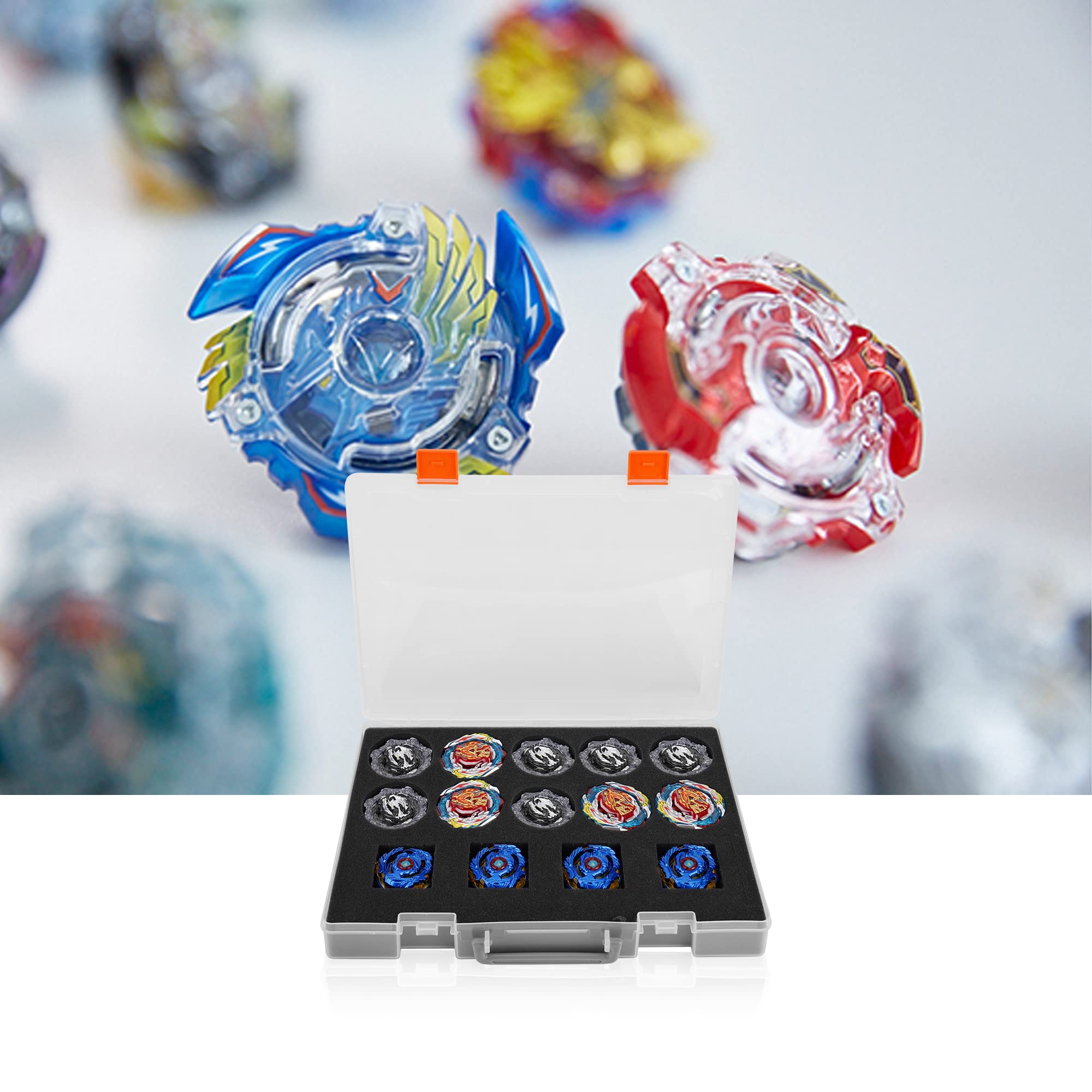 Minahao Display Box,Portable Storage Case Compatible with Beyblades.With Pre-Cut Groove Sponge.(Case Only)