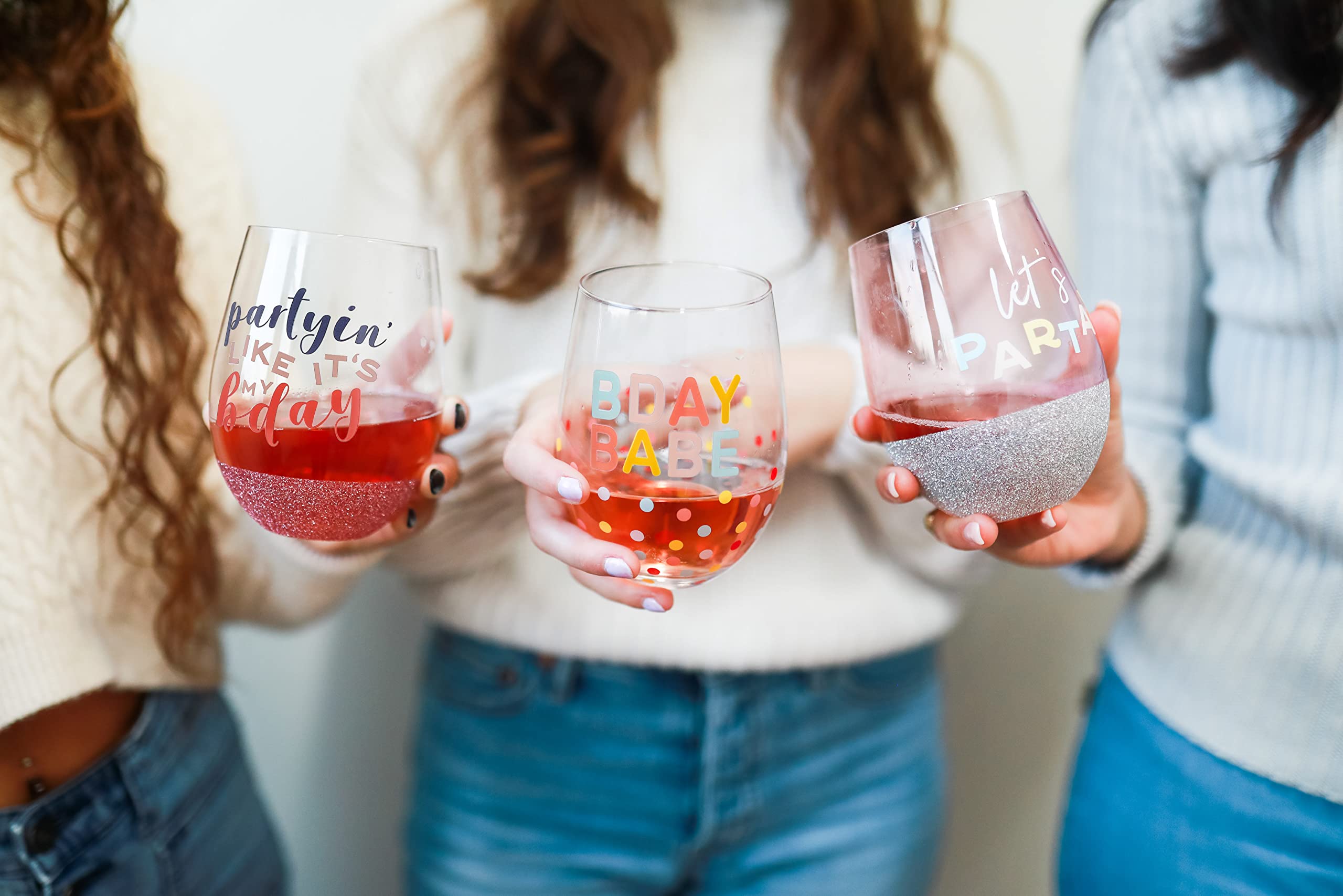 Pearhead Bday Babe Wine Glass, Birthday Party Favor, Birthday Party Accessory, Birthday Celebration Supplies, Great Gift Ideas for Her,15 oz.