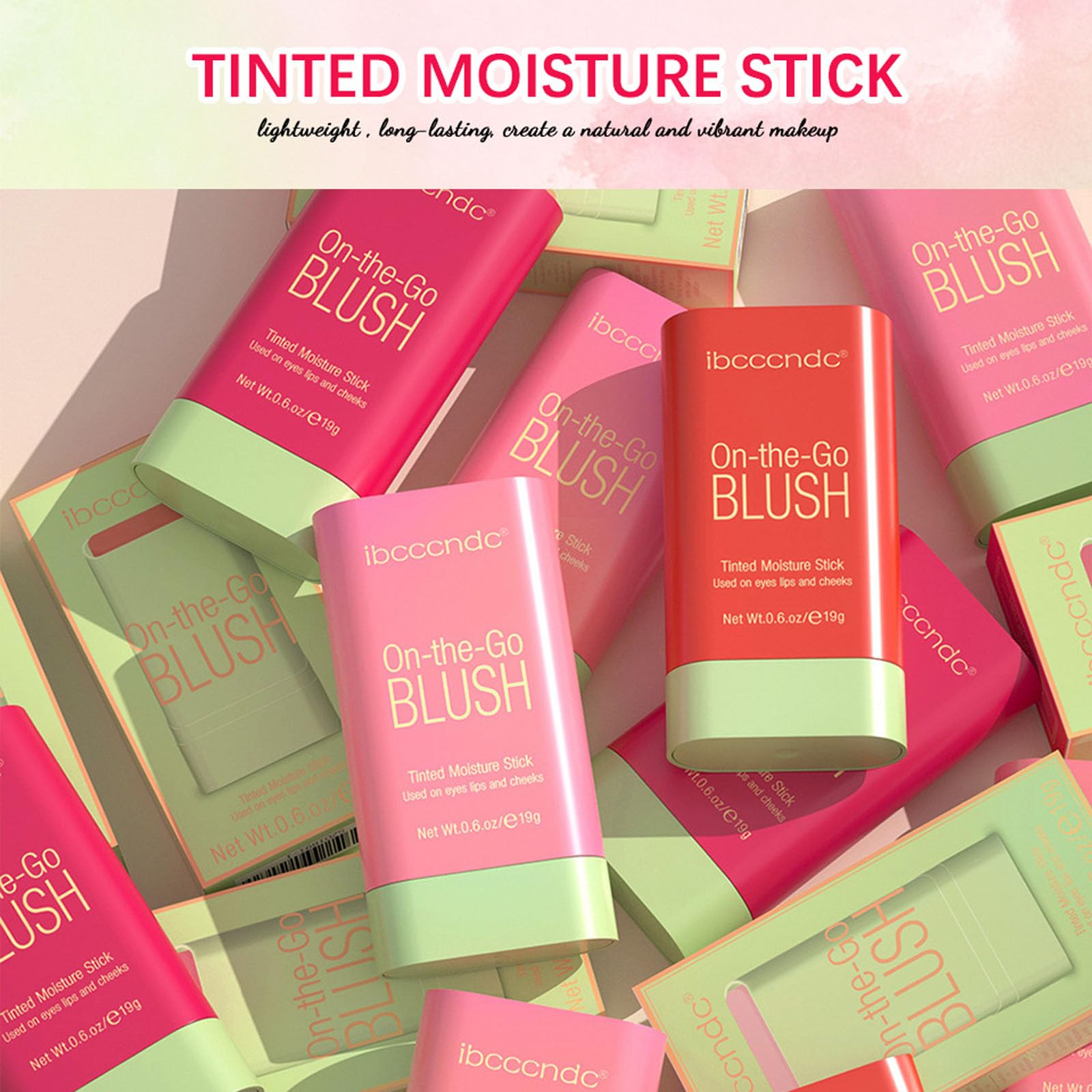 Multi-Use Makeup Blush Stick | Solid Moisturizer Stick | Shadow Lips Cheek Blusher Pink Red Orange Waterproof Peach Creamy Makeup (3#coral orange)