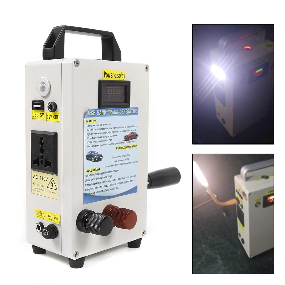 TBVECHI Hand Hand Crank Generator, Hand Crank Generator Phone Charger Portable Portable Emergency Power Supply with Vehicle Charging