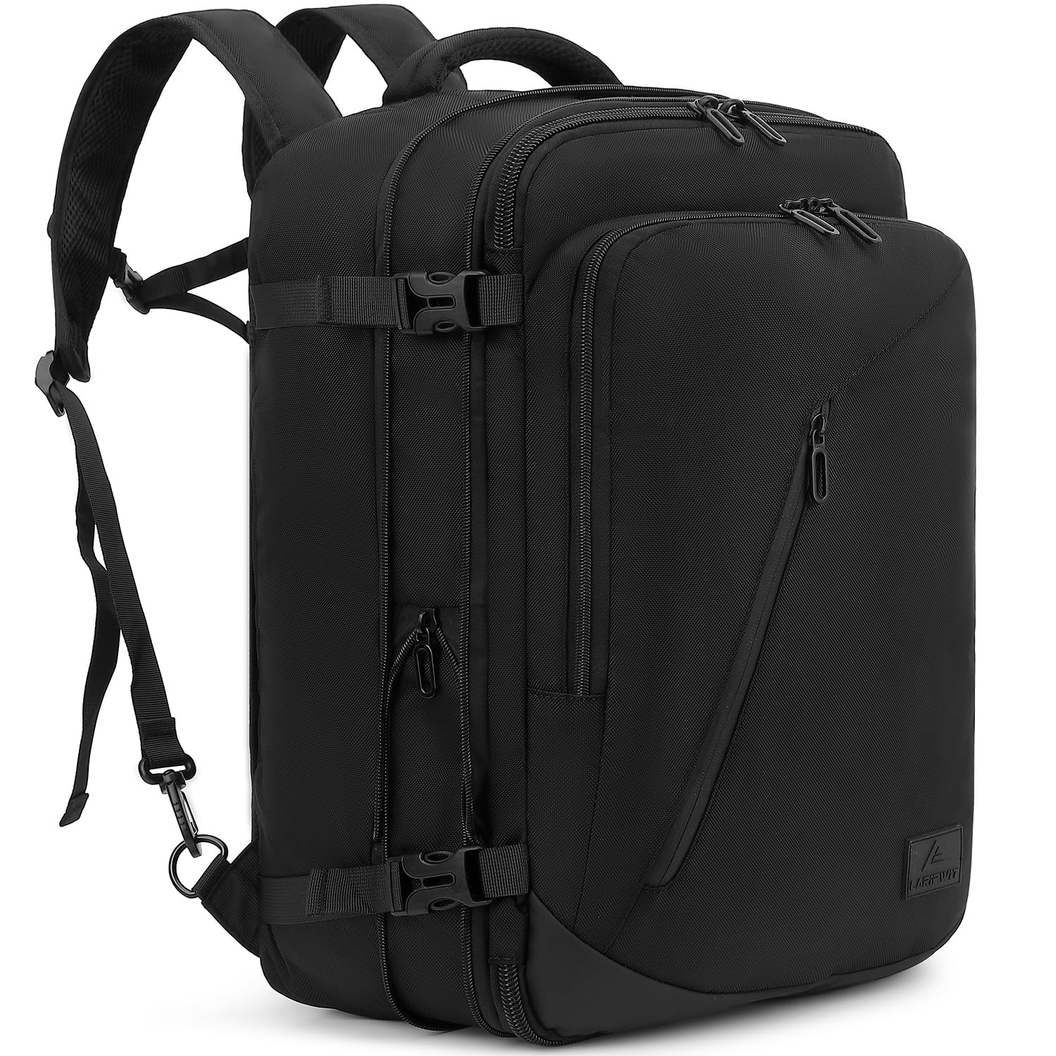 Laripwit Carry on Backpack, 42L Large Travel Laptop Backpack Expandable Airplane Approved Business Backpack for Men Lightweight Casual Daypack- Suitable for Business Trip, Black