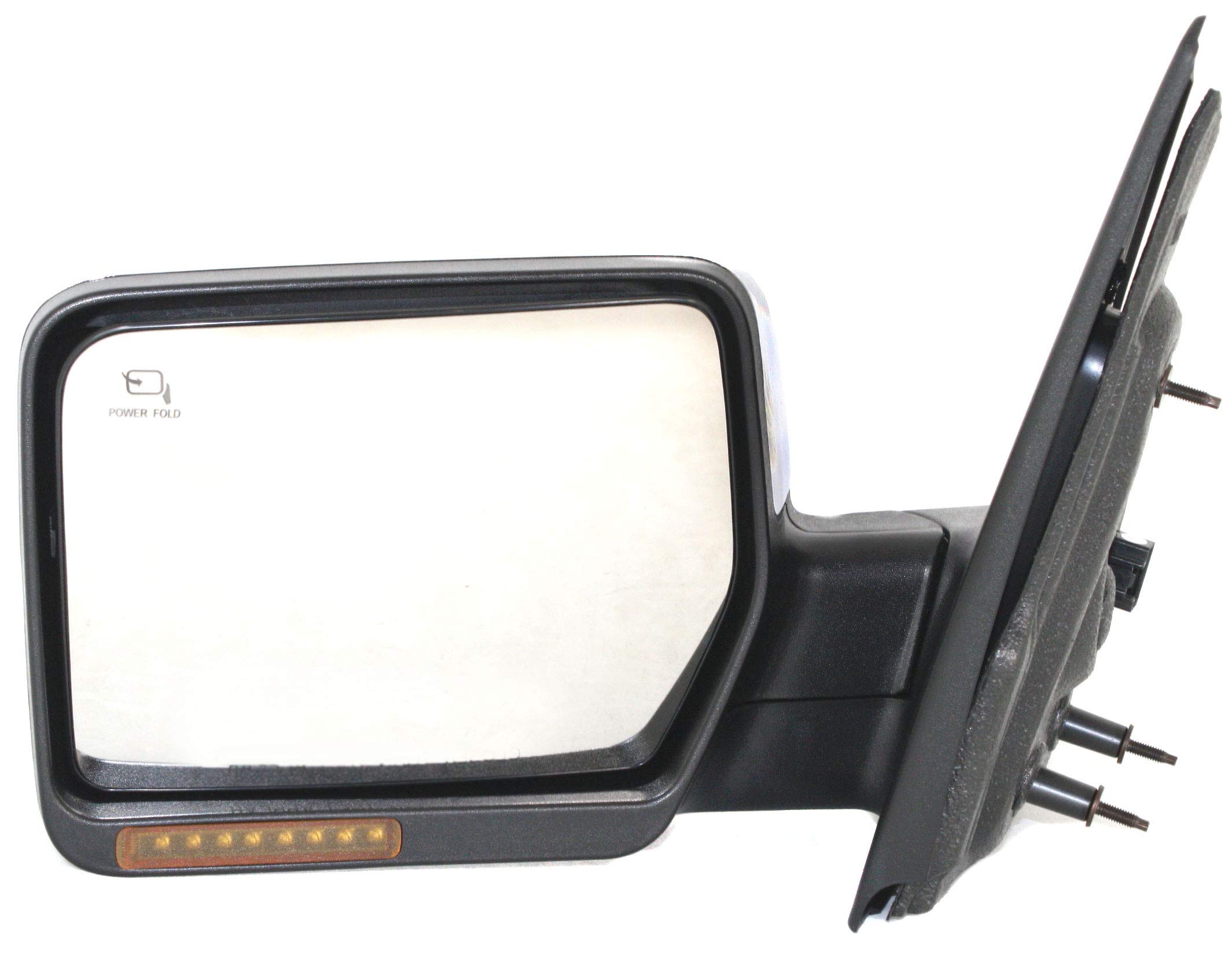Kool Vue Left Power Heated Door Mirror Compatible With Ford F-150 2007-2008 Power Fold With Signal Light, Memory & Puddle Lamp Chrome