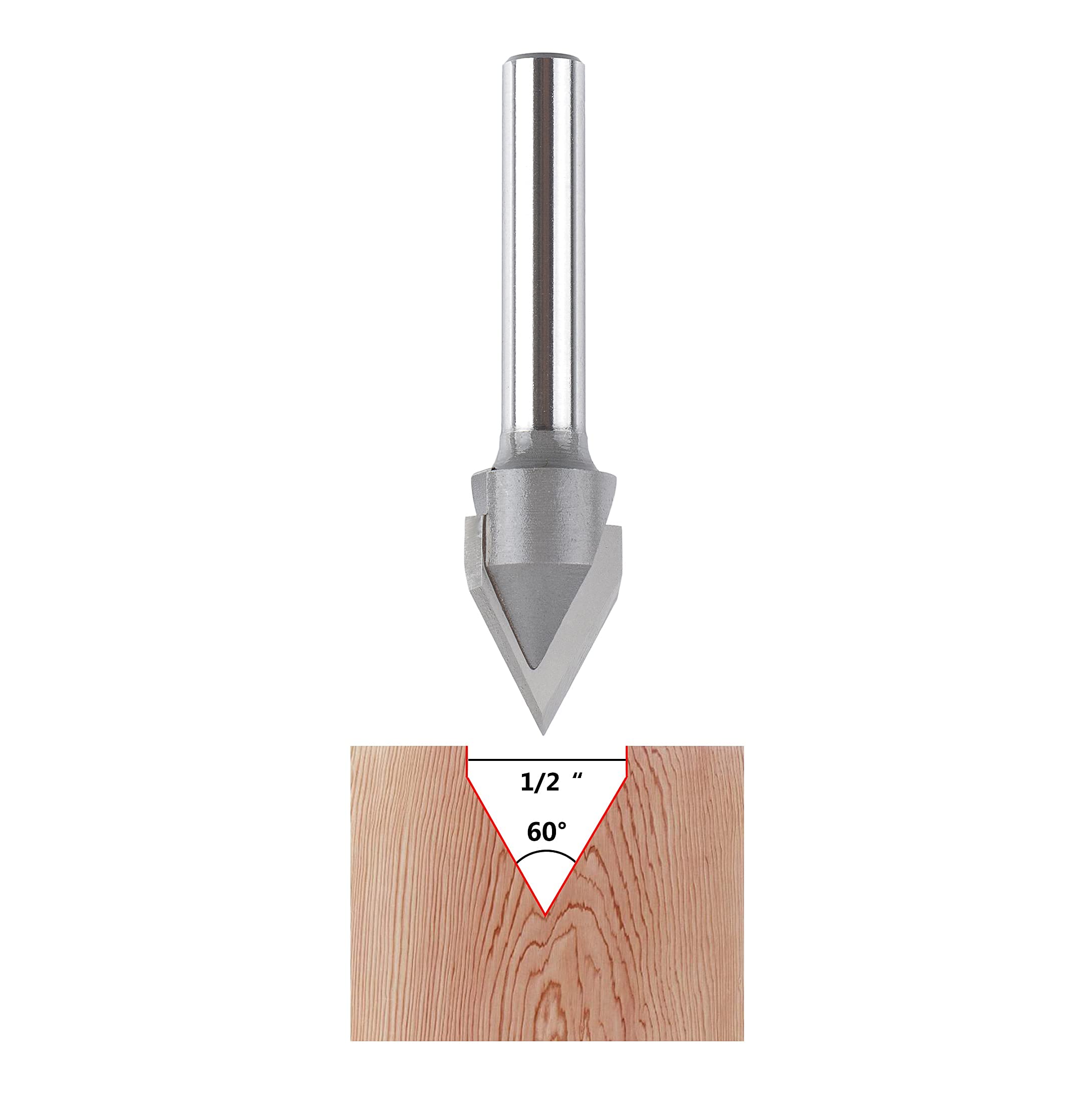 SpeTool Carbdie Tip V Groove CNC Engraving Bit Router Bit CNC Woodwork Tools 60 Deg 1/2 Inch Cutter with 1/4 Inch Shank