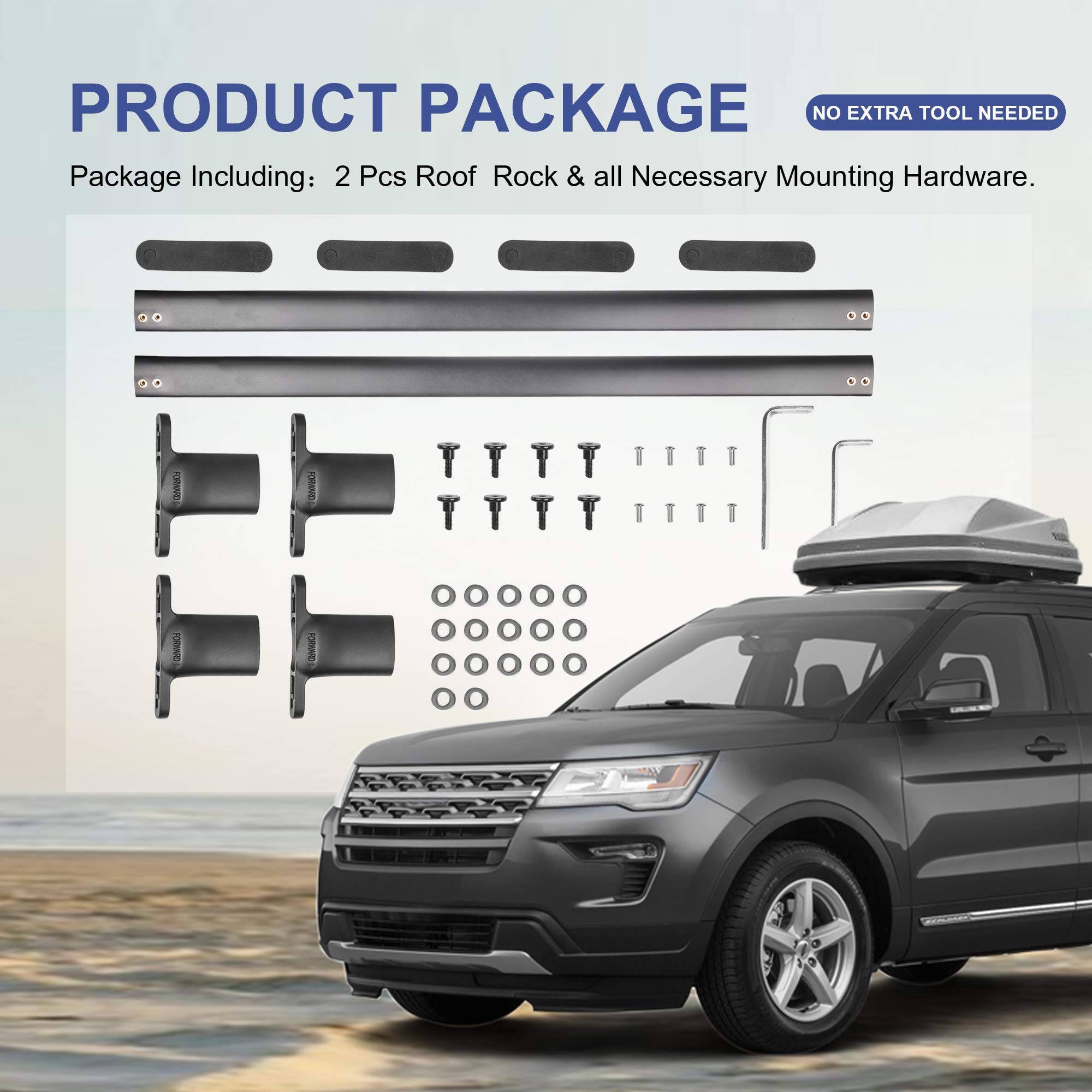 MOSTPLUS Roof Rack Cross Bar Rail Compatible for 2016 2017 2018 2019 Ford Explorer Cargo Racks Rooftop Luggage Canoe Kayak Carrier Rack