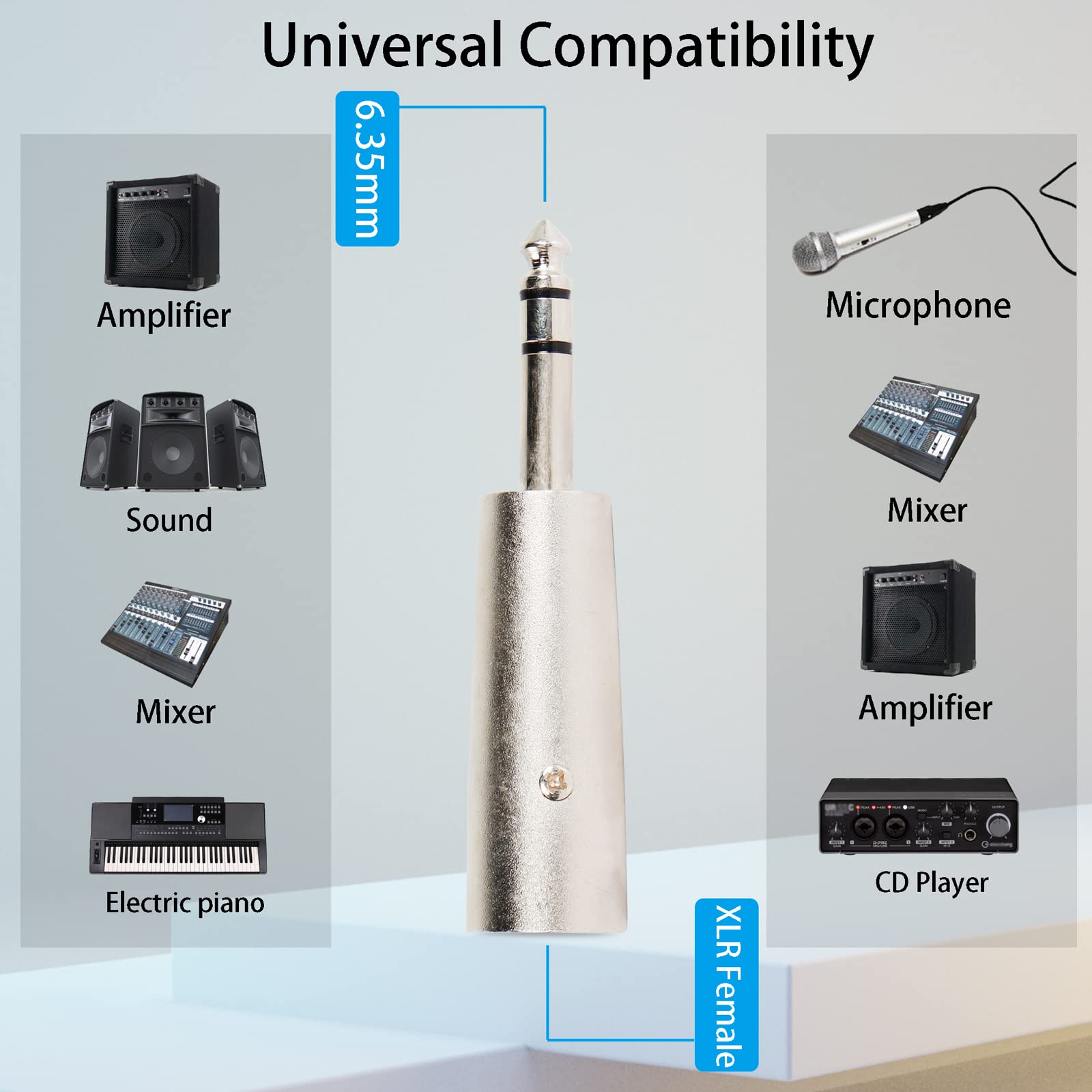 PNGKNYOCN XLR to 1/4" Adapter,6.35mm TRS Male to XLR Male Stereo Balanced Audio Connector for Mixer, Speaker, Microphone and More(2-Pack)