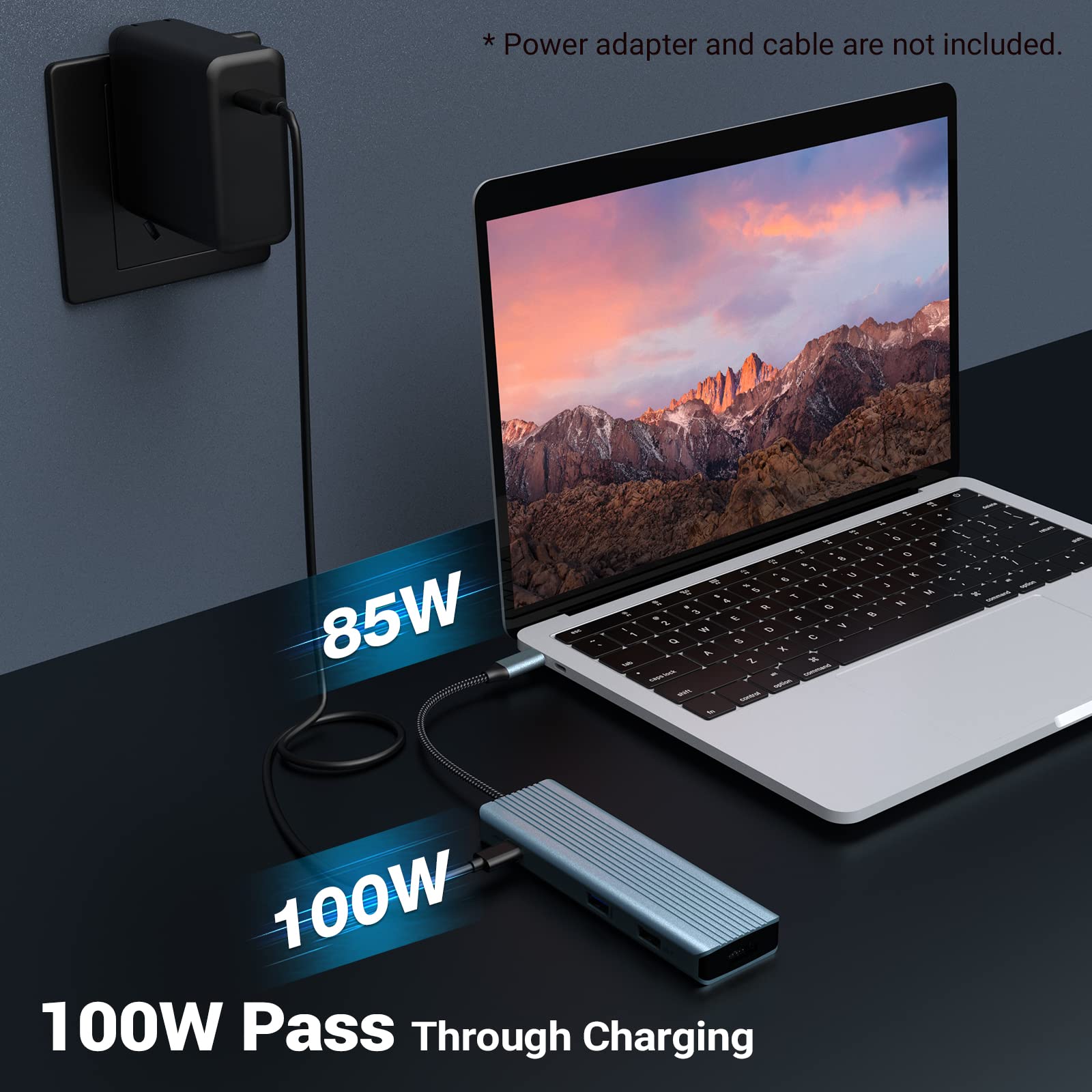 USB C HUB Dual Monitor, OBERSTER 9 in 1 USB C Adapter with 4K HDMI, 100 W PD, 3 USB 3.0, USB 2.0, USB C 3.0, SD/TF Compatible with MacBook Pro/Air, DELL, HP, Lenovo Pro, Surface Pro