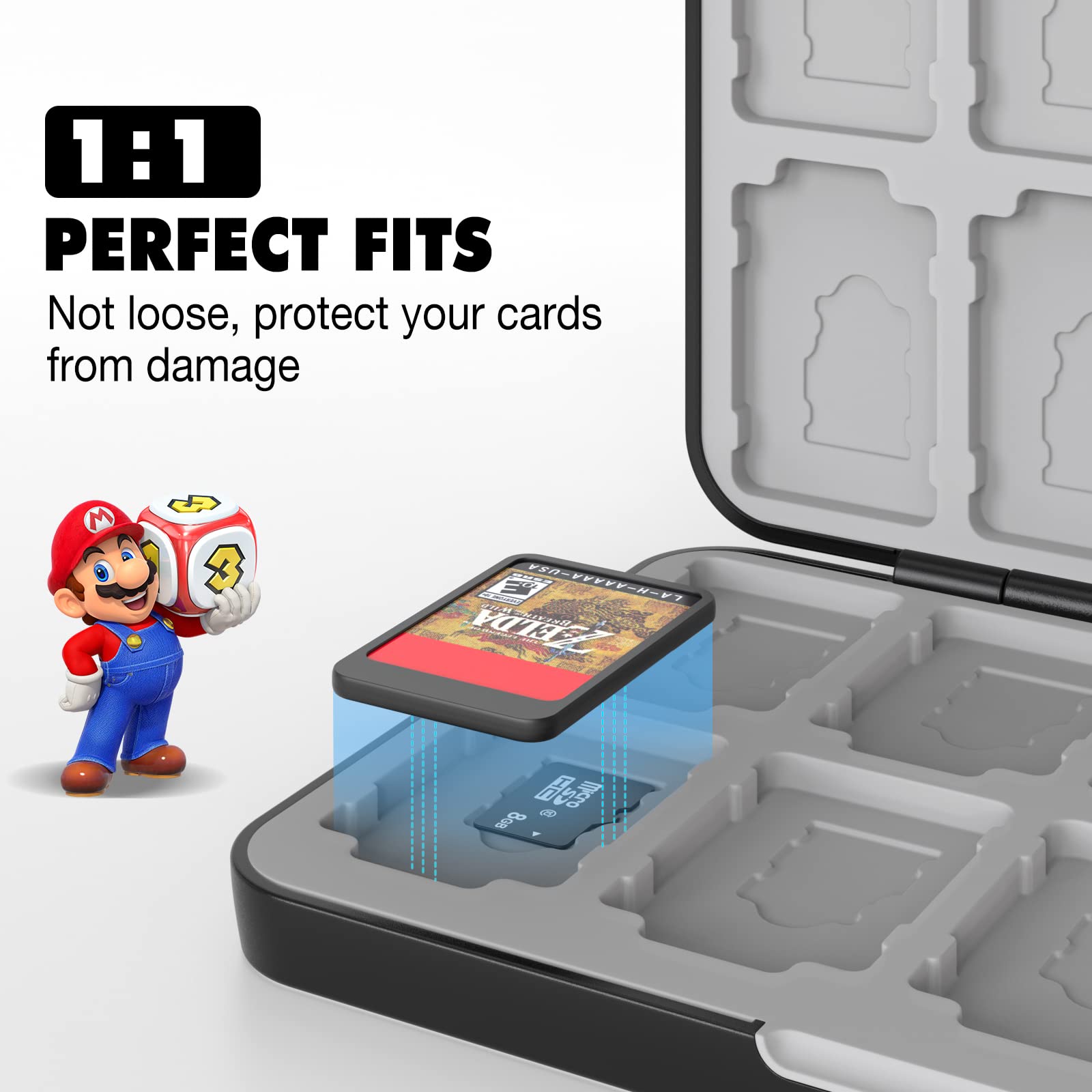MoKo 24 Game Card Case Compatible with Nintendo Switch OLED 2021/Switch/Switch Lite, Switch Games Holder case for Switch Game Card & SD Card, Slim & Portable Game Card Storage Box, Pokeball