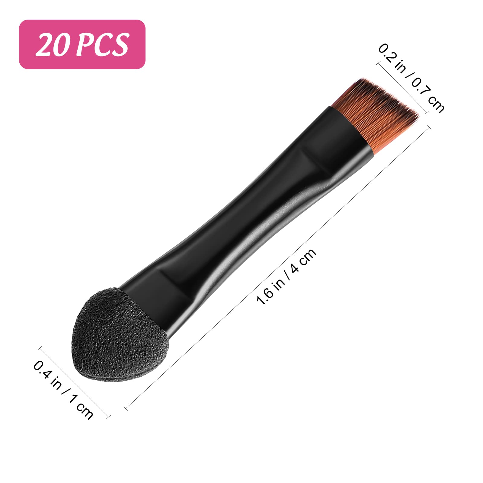 Lurrose Double Sided Eye Shadow Sponge Applicator Eye Brow Make Up Brush Portable Makeup Tool 20pcs (Black)