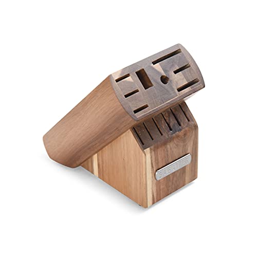 Sabatier 15-Piece Forged Triple Rivet Knife Block Set, High-Carbon Stainless Steel Kitchen Knives, Razor-Sharp Knife set with Acacia Wood Block, White Handles