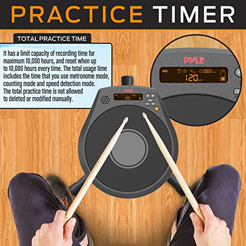Pyle Digital Practice Drum Pad Set with Adjustable Tripod Stand, 8" Portable Electronic Snare w/Speaker, Metronome, Rhythm & Sticks