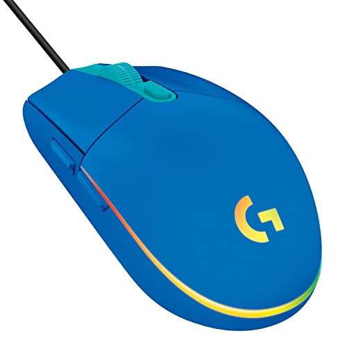 Logitech G203 Prodigy Wired Gaming Mouse, 8,000 DPI, RGB, Lightweight, 6 Programmable Buttons, On-Board Memory, Compatible with PC/Mac - Blue