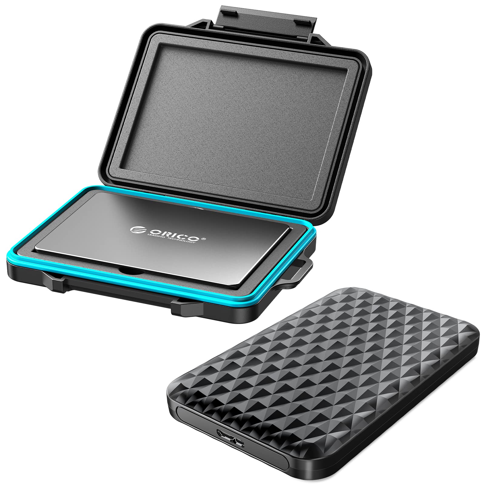 ORICO 2.5 inch Hard Drive Enclosure SATA USB3.0 for 7-9.5mm SSD/HDD Up to 4TB Support UASP with 2.5 Hard Drive Carring Case