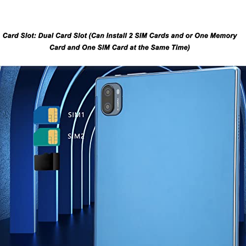 Rosvola 10 Inch Tablet 6GB 256GB 100β240V HD Tablet Blue 4G Network 5GWIFI for Android 11 IPS HD Large Screen for Travel (US Plug)