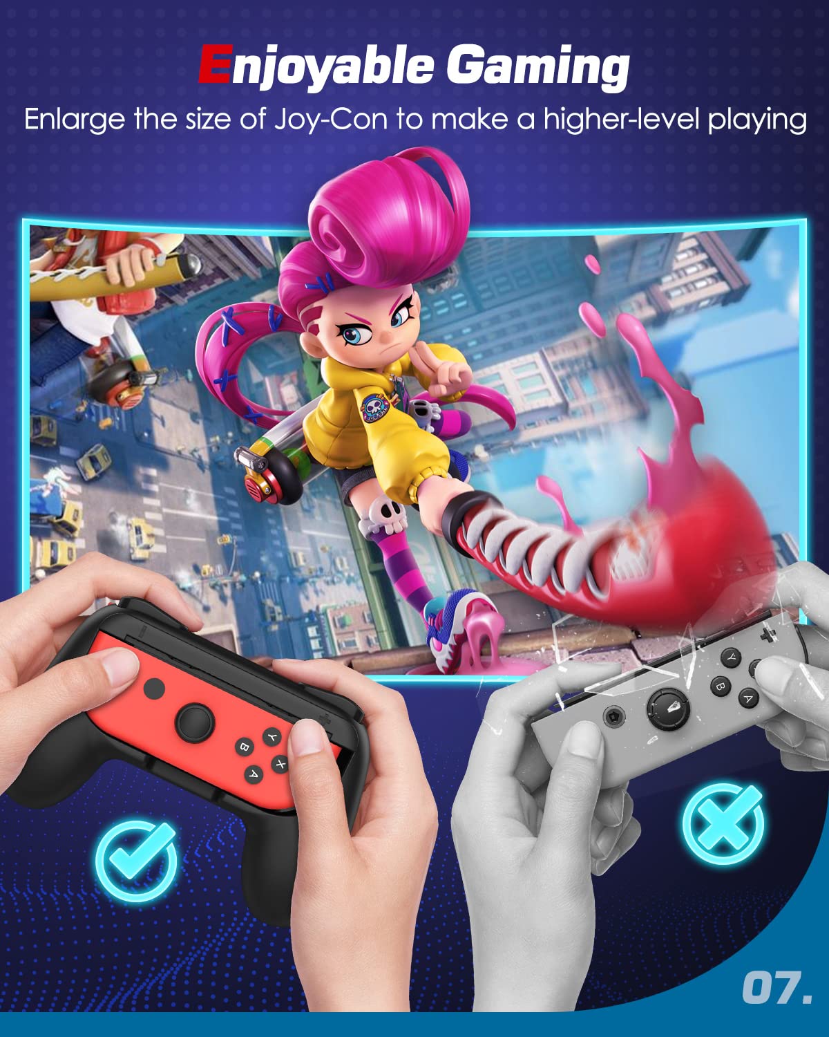 MoKo Grip for Nintendo Switch OLED Model Joycon & Switch Joy-Con, [2-Pack] Ergonomic Hand Grip Controller Handle Kit Compatible with Nintendo Switch/Switch OLED 2021 Joy Cons Controllers, Black+White