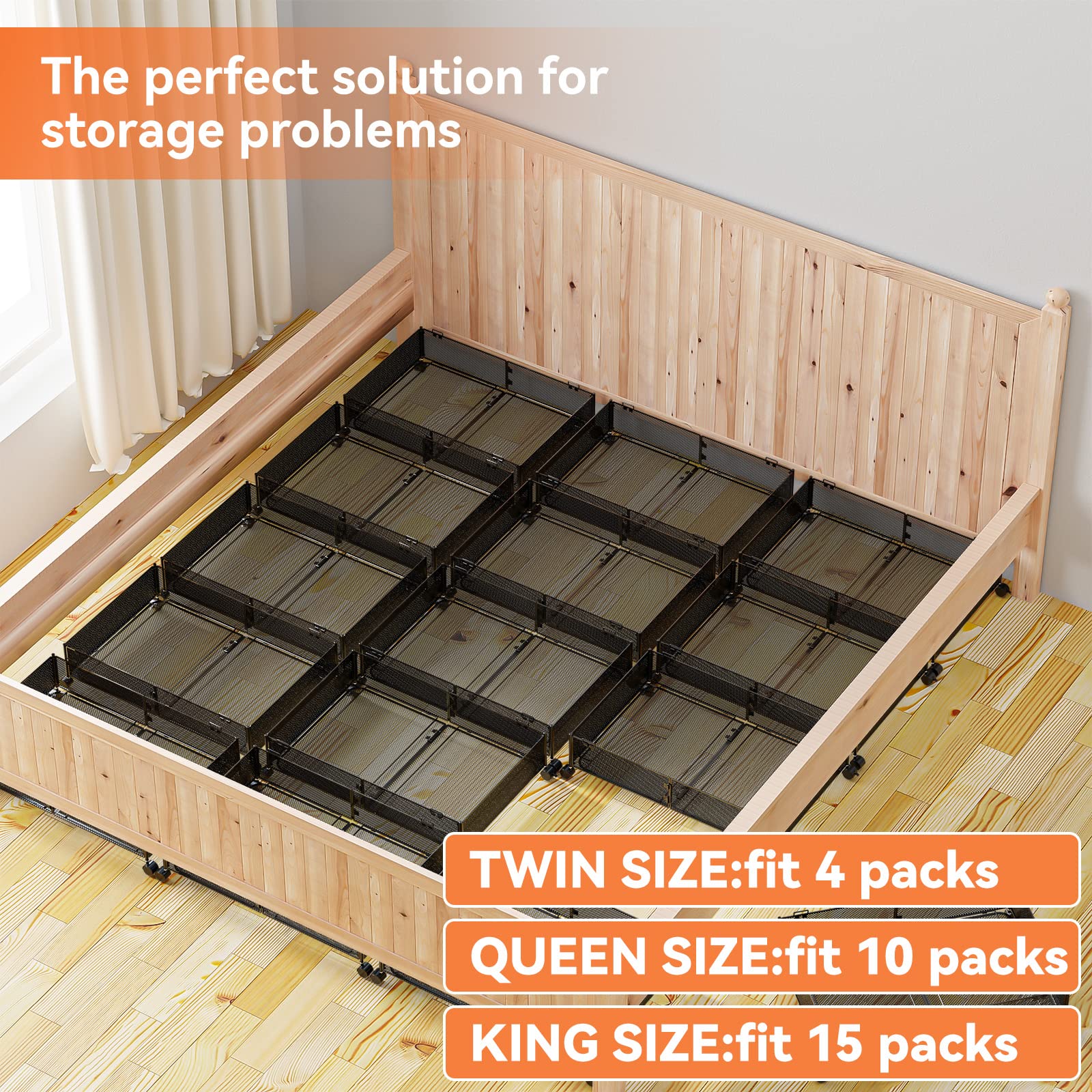 MURBONE Under Bed Storage with Wheels Containers Shoe Stor
