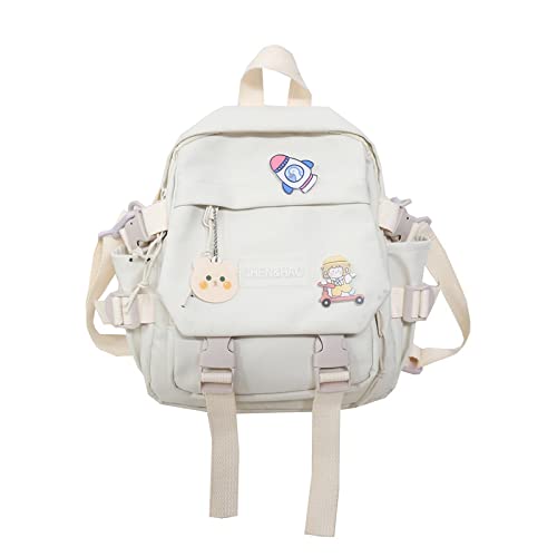 MUSICARD Girls Kawaii Backpack with Cute Pendant and Pins, Cute Mini Aesthetic Rucksack School Bag for Teens