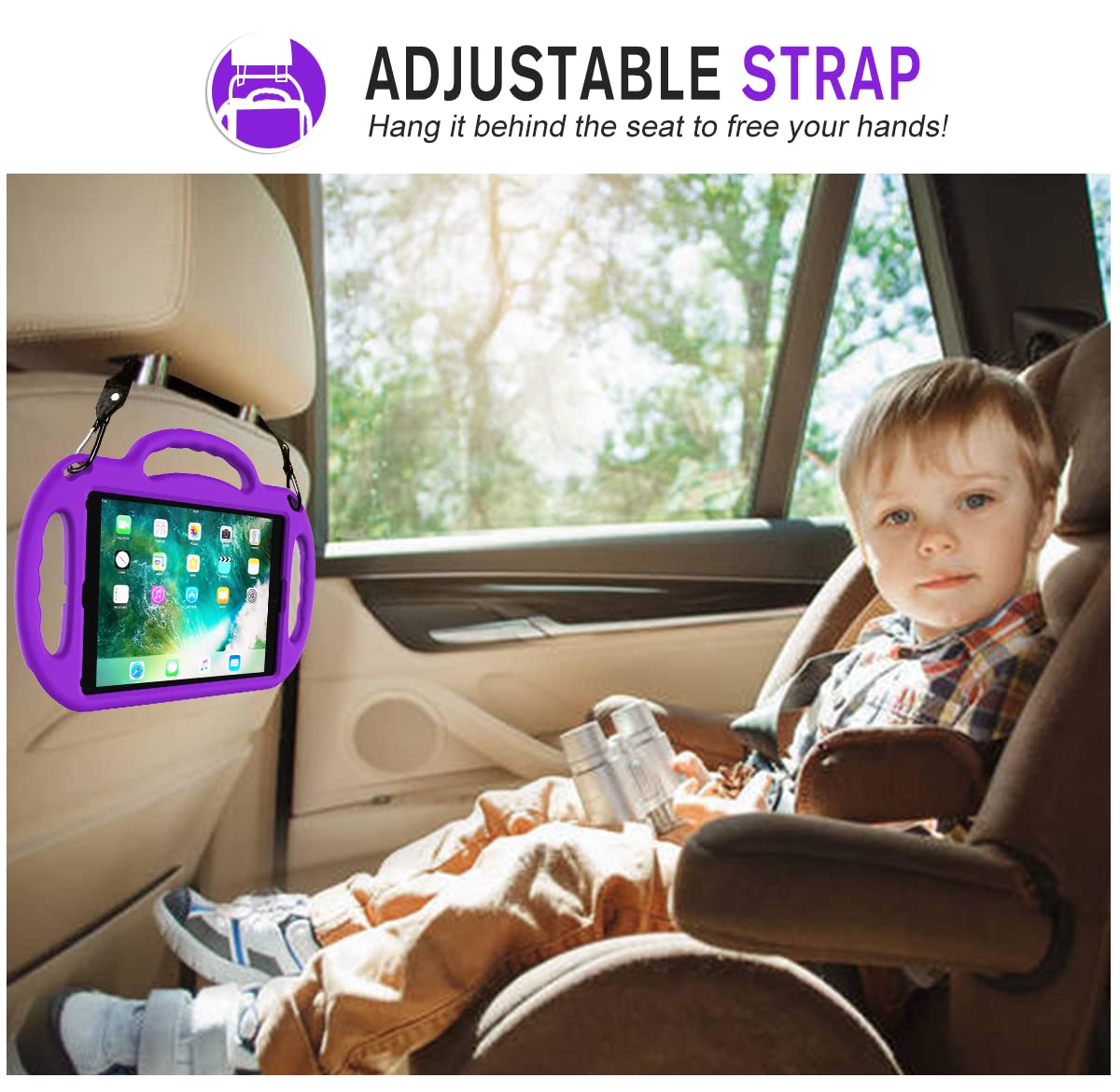 SUPNICE iPad 6th/5th Generation Case, iPad 9.7 Case, iPad Air 2/1/Pro Case, [Shoulder Strap][Light Weight Handle] Shockproof Stand Kids Case for iPad 9.7 inch 2018(6th Gen) / 2017(5th Gen) - Rose