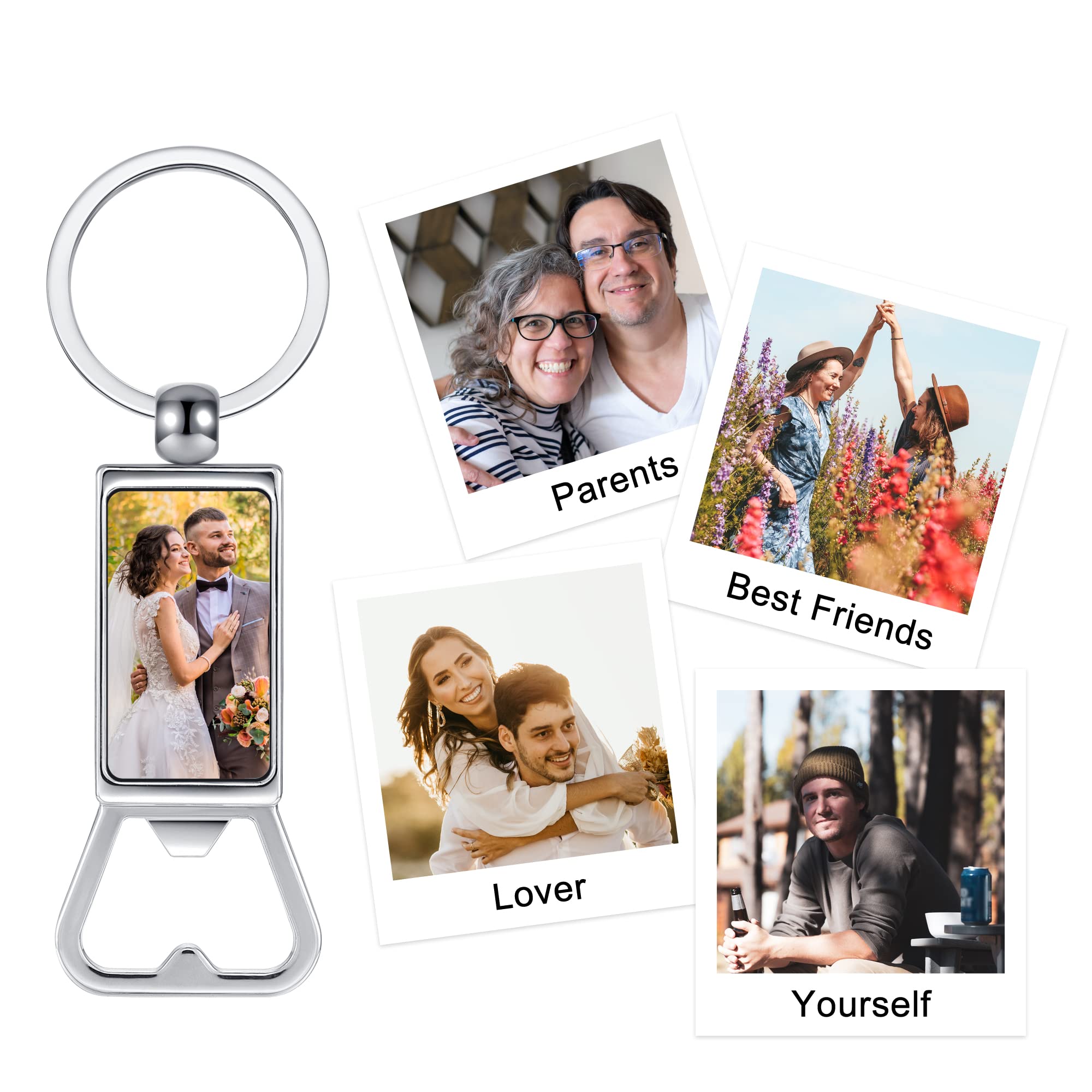 Personalized Master Custom Opener Keychain with Picture Engraved Color Photo Keychain Accessories Jewelry for Dad Husband Birthday Father's Day Gifts
