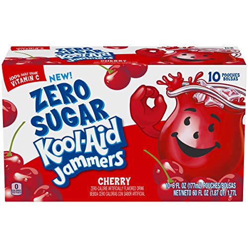 Kool-Aid Jammers Cherry Zero Sugar Artificially Flavored Soft Drink, 6 Fl Oz (Pack of 10)