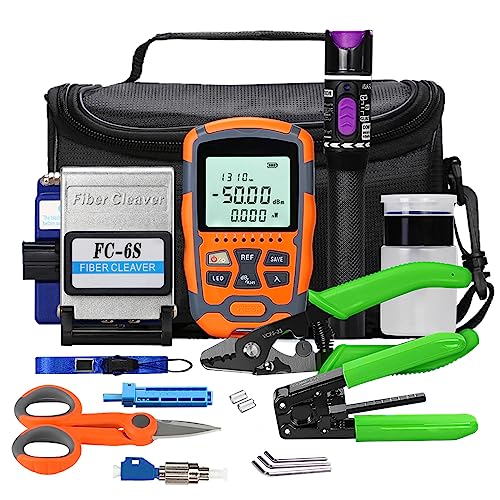 YICIZOL 30km Visual Fault Locator,Optic Fiber Power Meter with FC,SC Connector, Optic Fiber Cleaver and FC/UPC(Male) to LC/UPC(Female) Adapter FTTH Tool Kits for CATV Engineering (YC-6S)