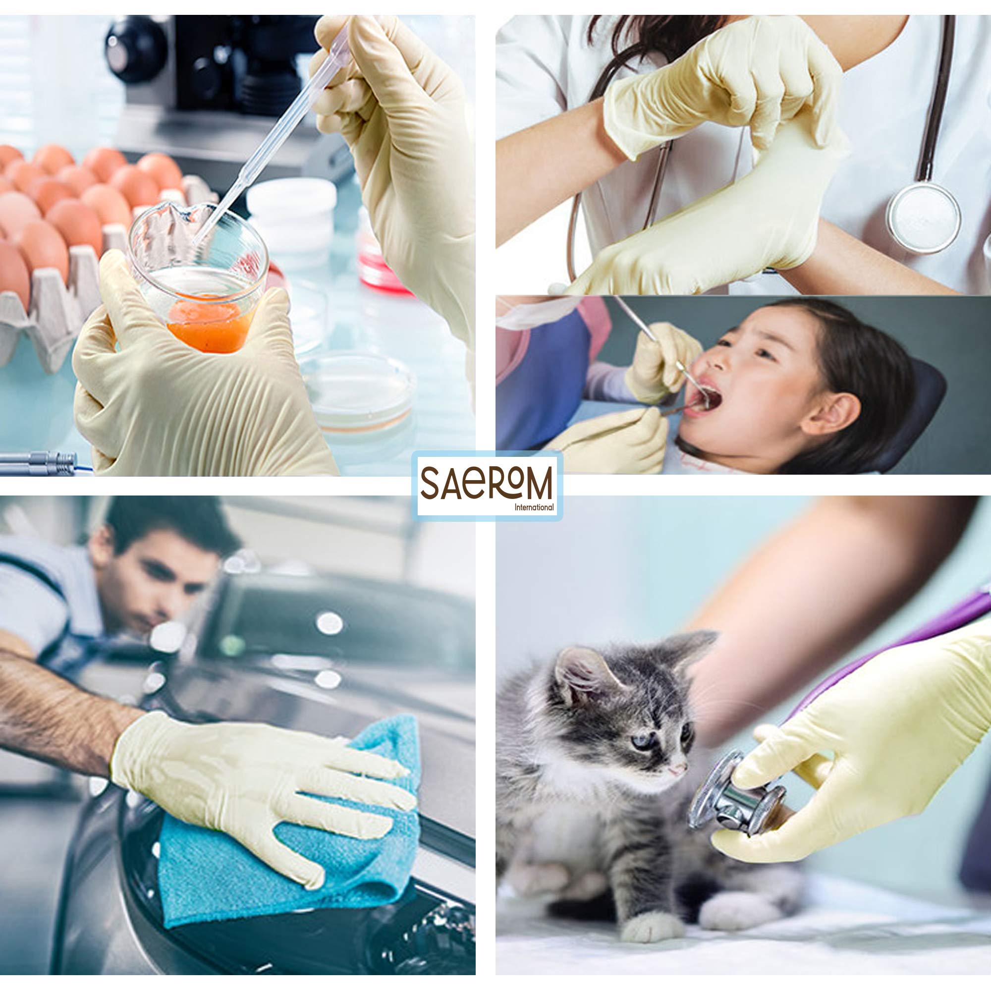 LATEX 6.3 Disposable Powder Free Gloves, Medical Grade, Multi Purpose, Heavy Duty 100pcs/Box… (L)