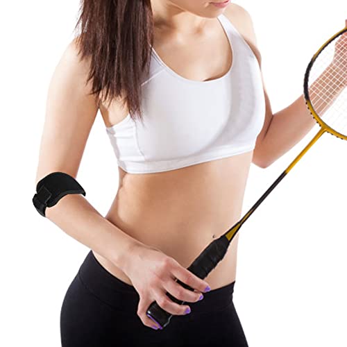 POCREATION Elbow Brace, Adults Elbow Support Brace Protector Pad Guard Strap Black Pu Leather Baby Stroller Handlebar Armrest Case Cover, for Tennis Outdoor Sports